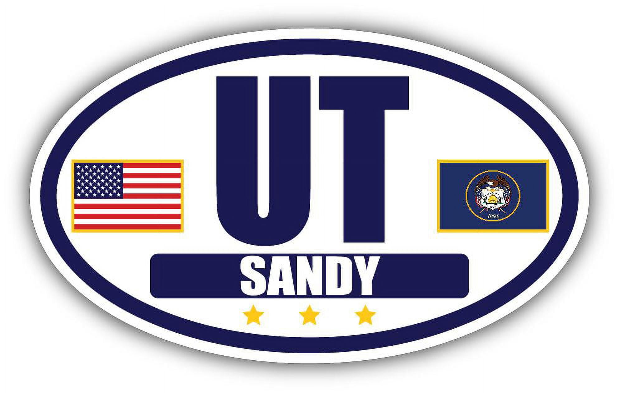 Flag of Utah / American Flag Oval 3M Vinyl Bumper Sticker Decal | Navy ...