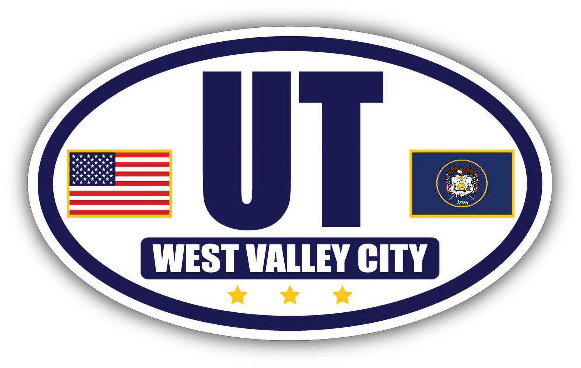 Flag of Utah / American Flag Oval 3M Vinyl Bumper Sticker Decal | Navy ...