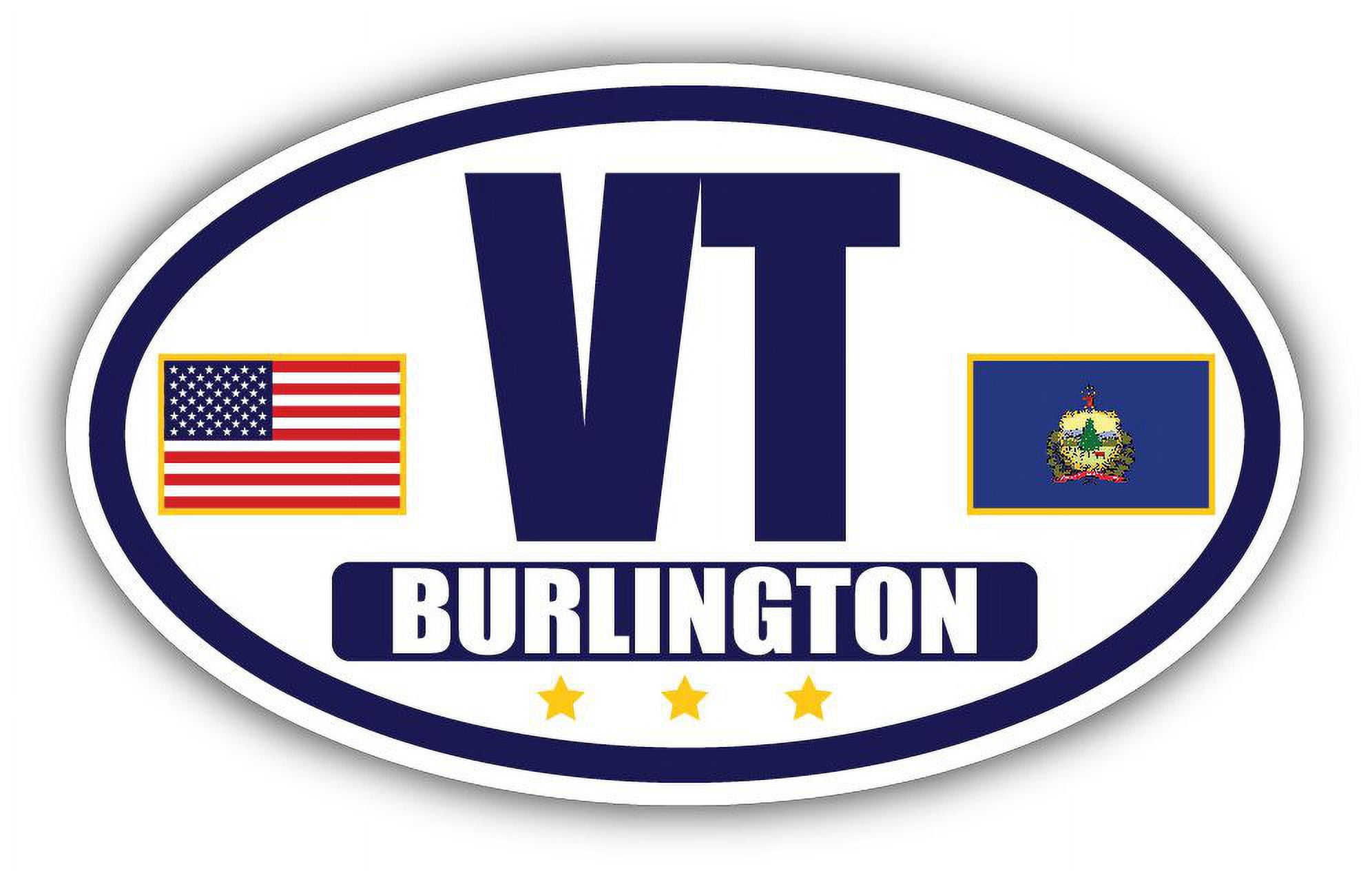 Flag of Vermont / American Flag Oval 3M Vinyl Bumper Sticker Decal ...