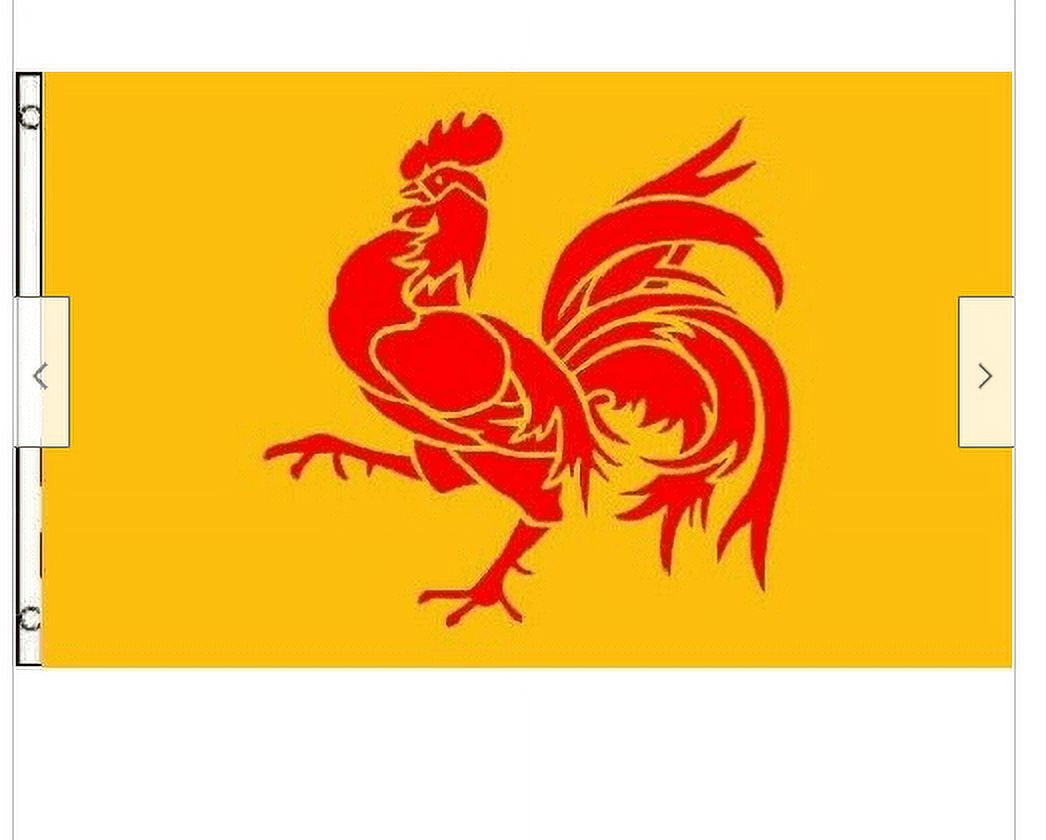 Flag of Wallonia 3x5 ft Banner Bold Red Walloon Rooster French Belgium ...