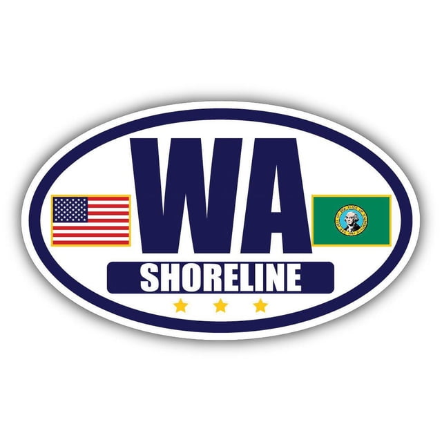 Flag of Washington / American Flag Oval 3M Vinyl Bumper Sticker Decal ...