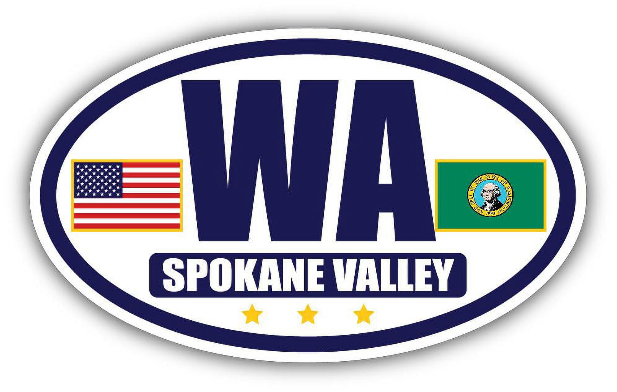 Flag of Washington / American Flag Oval 3M Vinyl Bumper Sticker Decal ...
