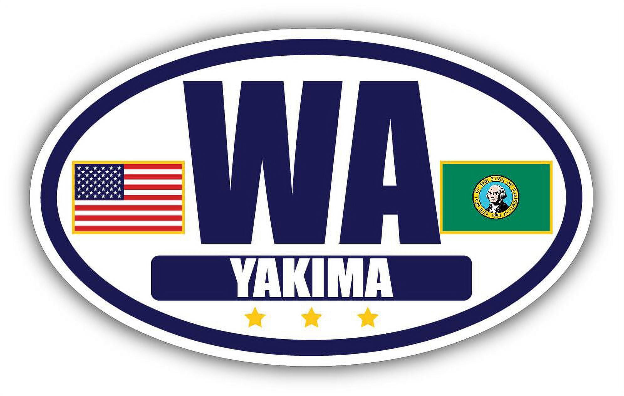 Flag of Washington / American Flag Oval 3M Vinyl Bumper Sticker Decal ...