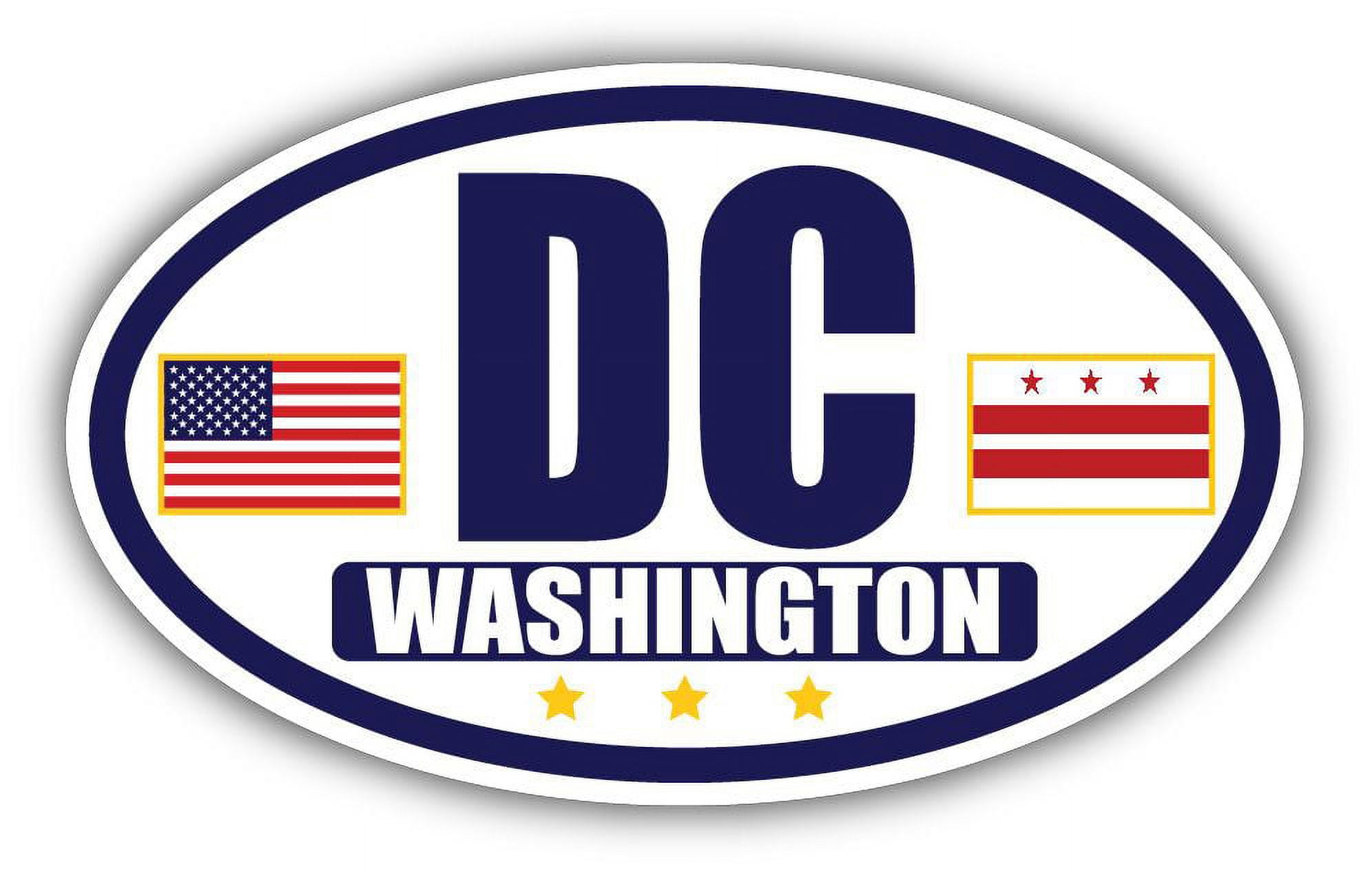 Flag of Washington DC / American Flag Oval 3M Vinyl Bumper Sticker ...