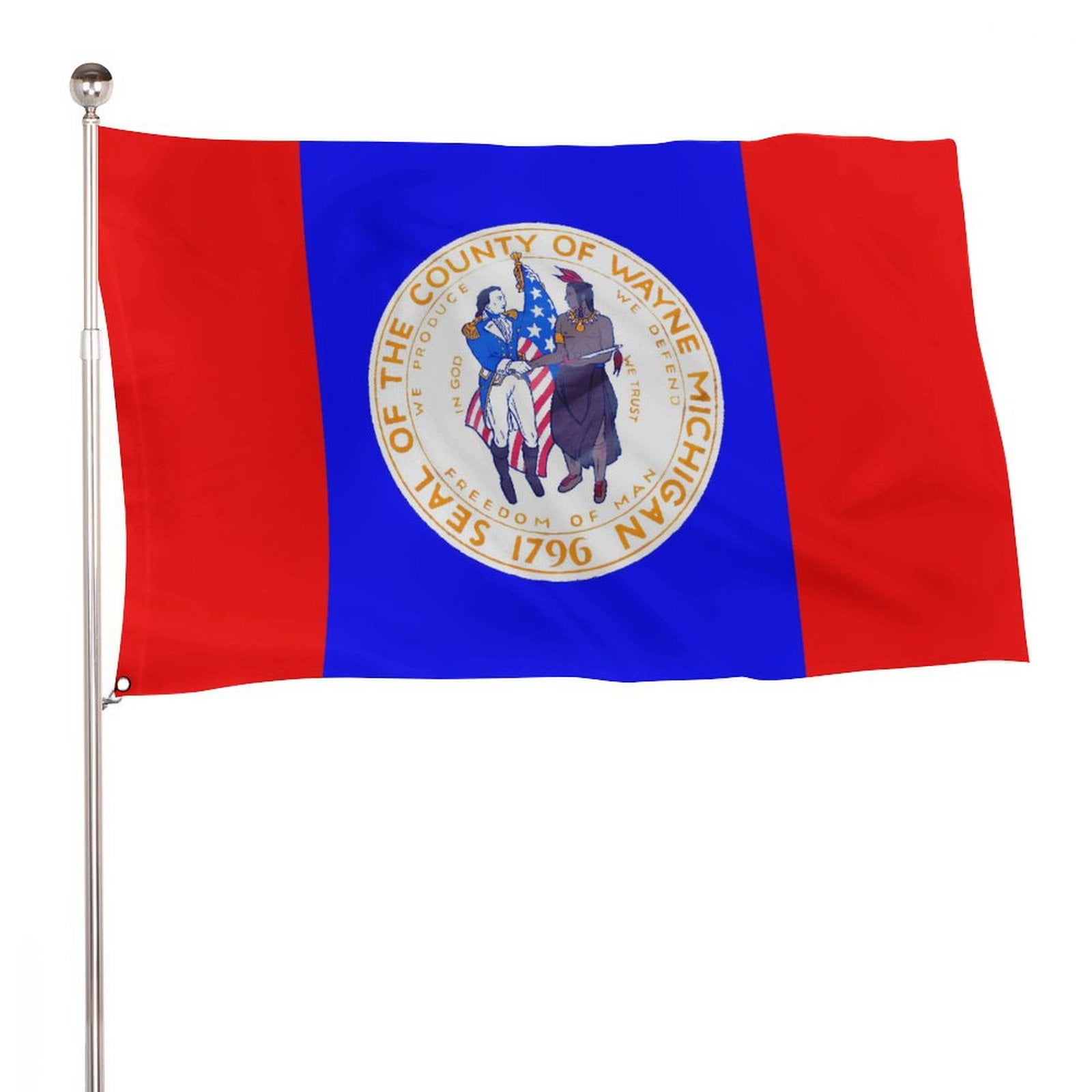 Flag of Wayne County, Michigan Flag, Heavy Duty Polyester Falgs, Single ...