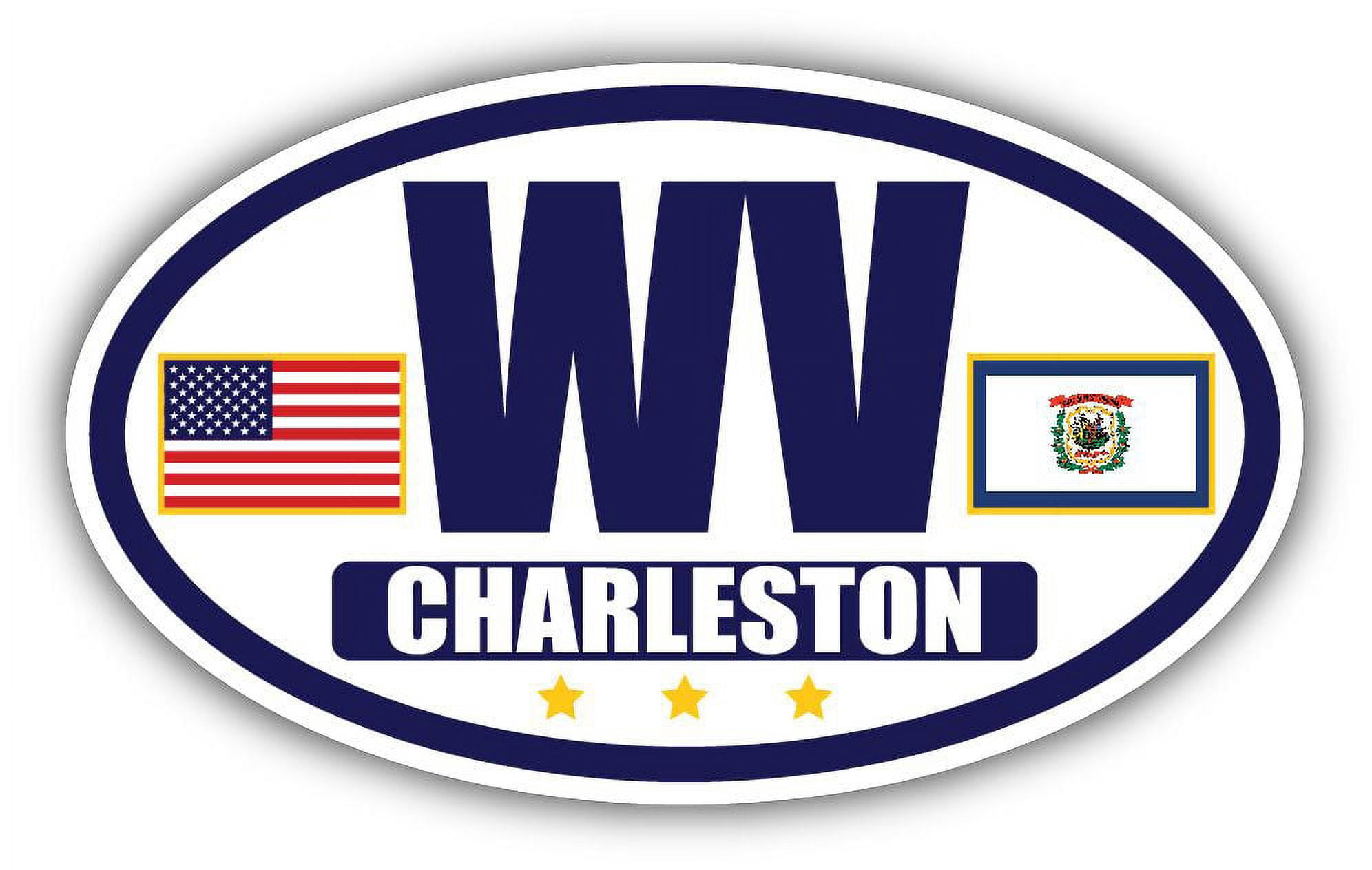 Flag of West Virginia / American Flag Oval 3M Vinyl Bumper Sticker ...