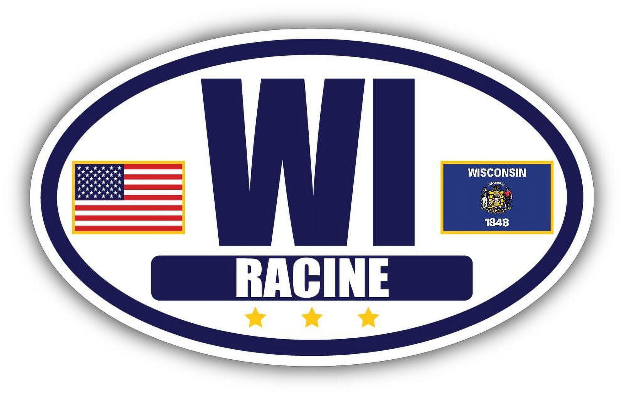 Flag of Wisconsin / American Flag Oval 3M Vinyl Bumper Sticker Decal ...