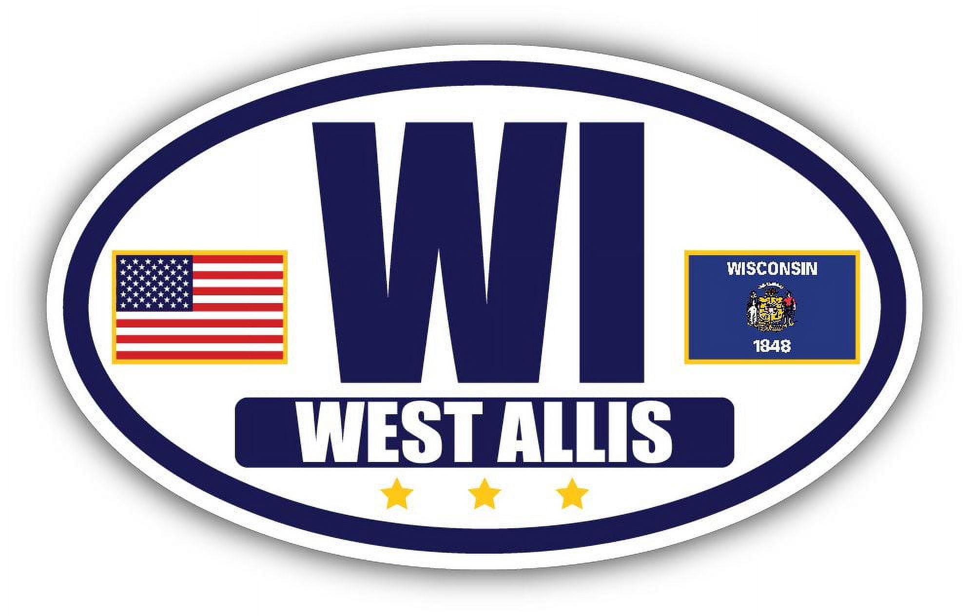 Flag of Wisconsin / American Flag Oval 3M Vinyl Bumper Sticker Decal ...