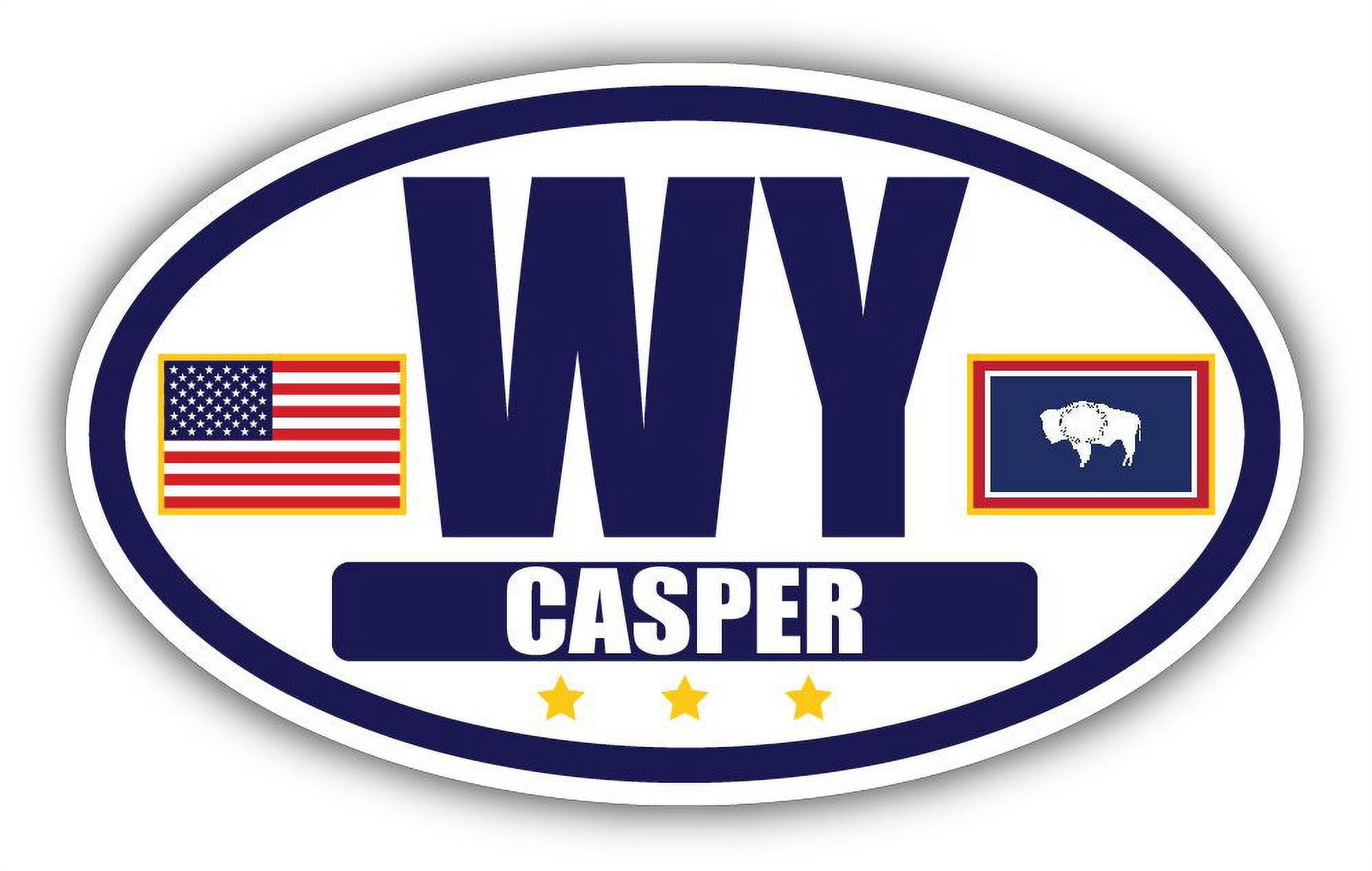 Flag of Wyoming / American Flag Oval 3M Vinyl Bumper Sticker Decal ...
