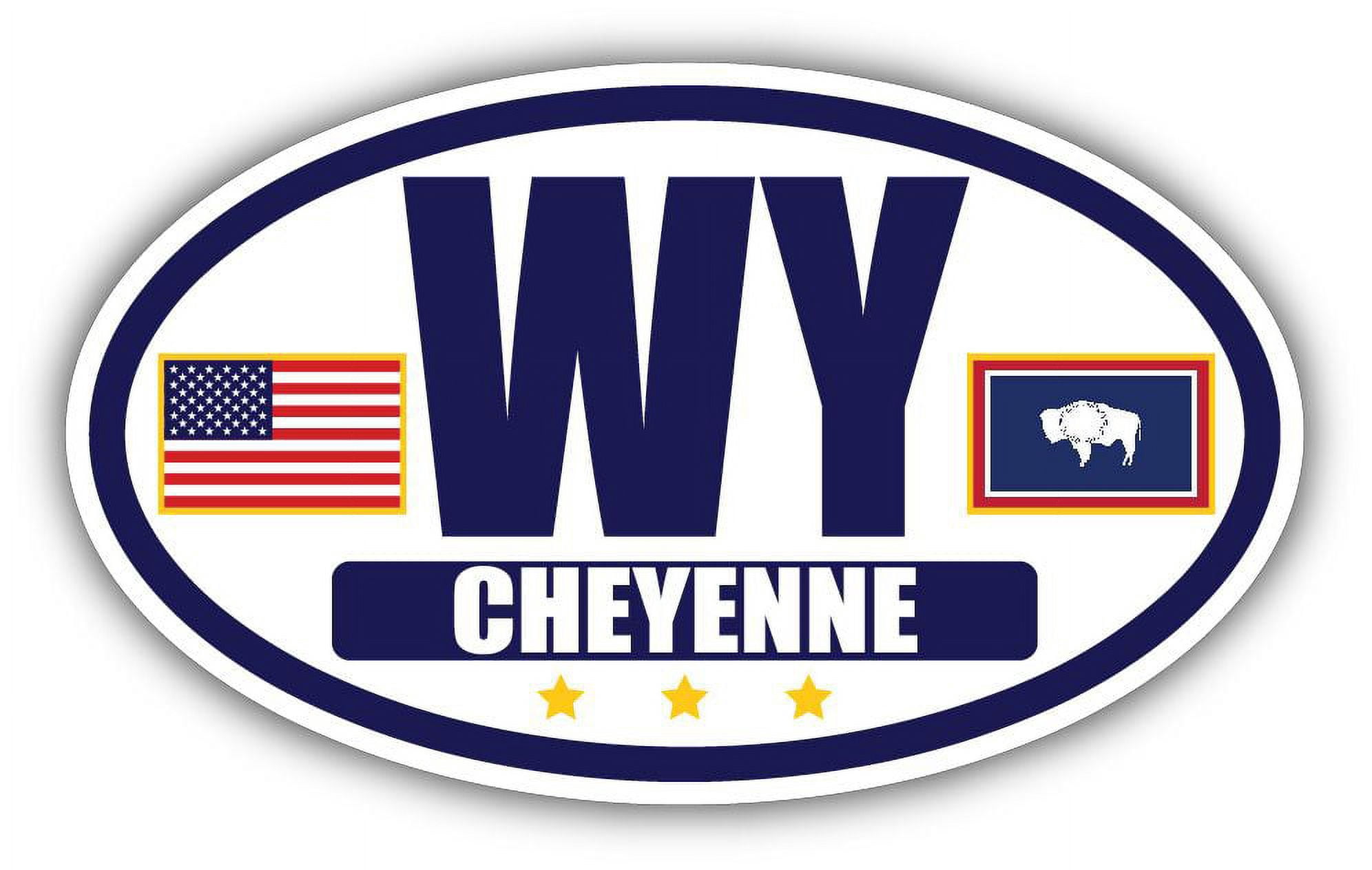 Flag of Wyoming / American Flag Oval 3M Vinyl Bumper Sticker Decal ...