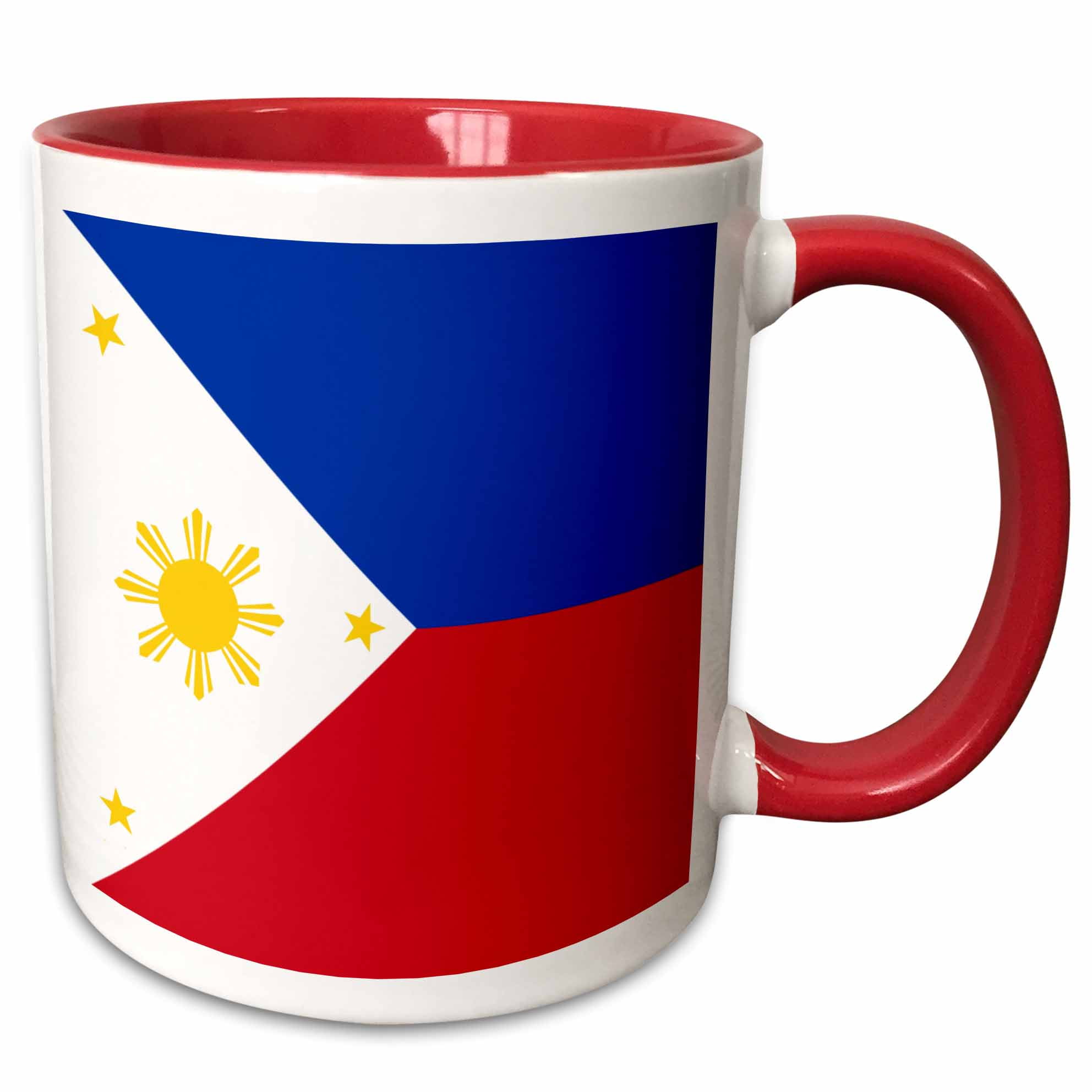 Flag of the Philippines Filipino blue red white with golden yellow sun and stars Pambansang ...
