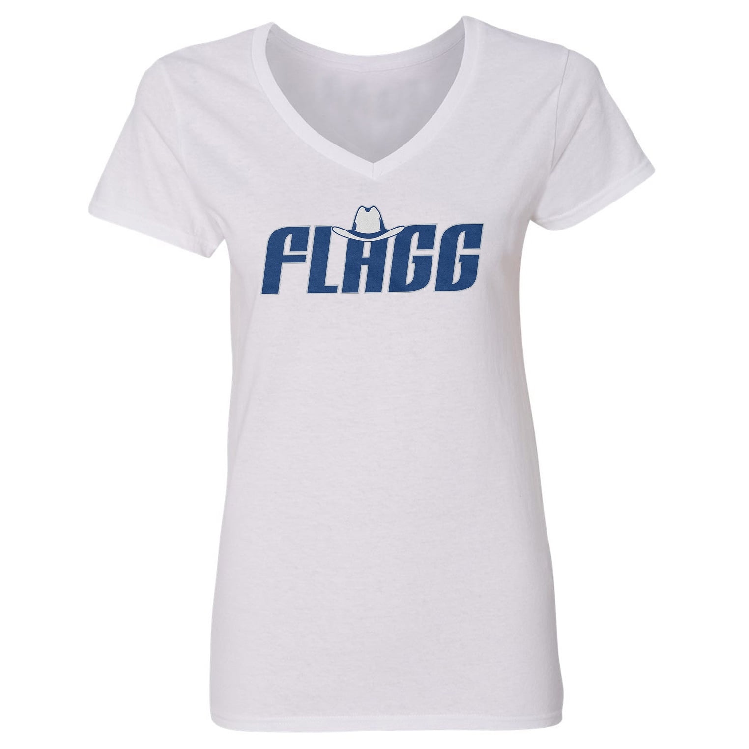 Flagg Inspired Old School Logo – Dallas Sports Fans Ladies' V-Neck Tshirt (White, Medium ...