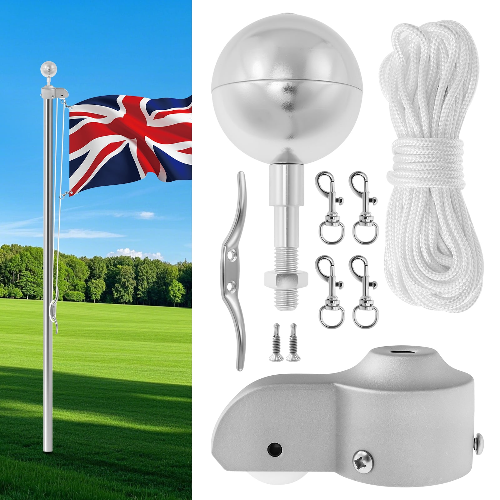 Flagpole Accessory Set Heavy Duty Aluminum Flagpole Repair Kit Adjustable Flag Parts Repair Kit ...