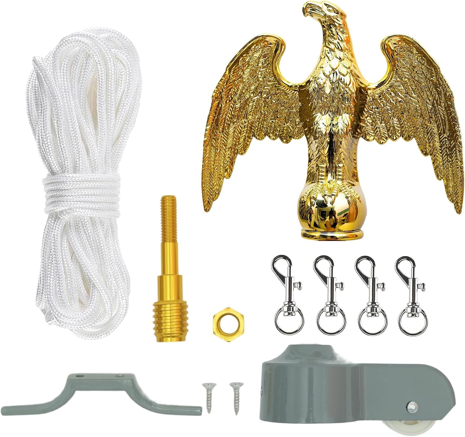Flagpole Hardware Repair Kit -3" OD Tube Topper Ball Rope Cleat Hook ...