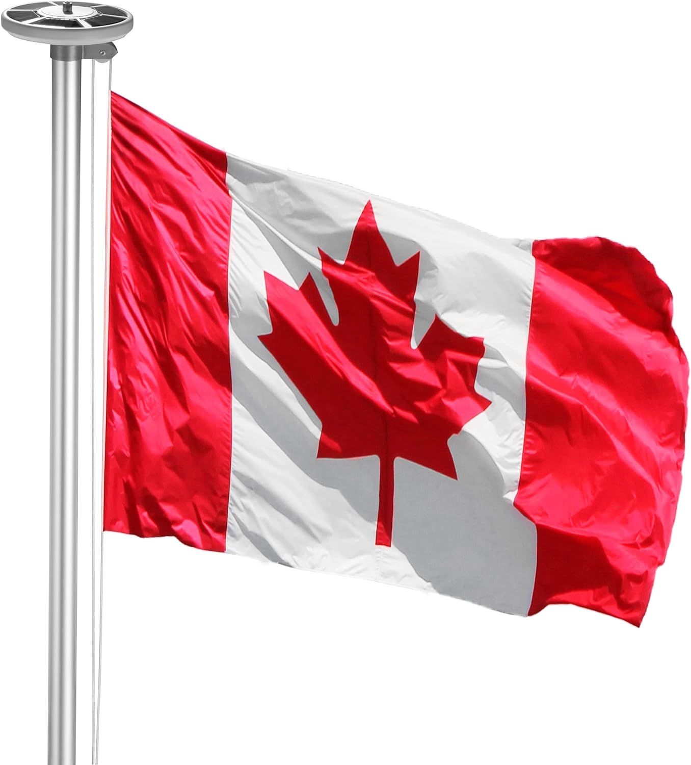 Flagpole Set with Canada Flag and Solar Lights - 20 Ft In-Ground ...
