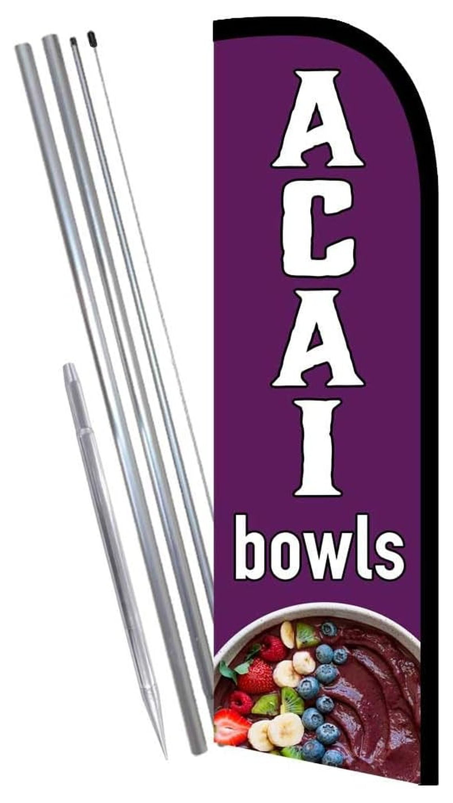 Flags Acai Bowls Premium Windless Banner Flag Kit (Flag, Pole, & Ground ...