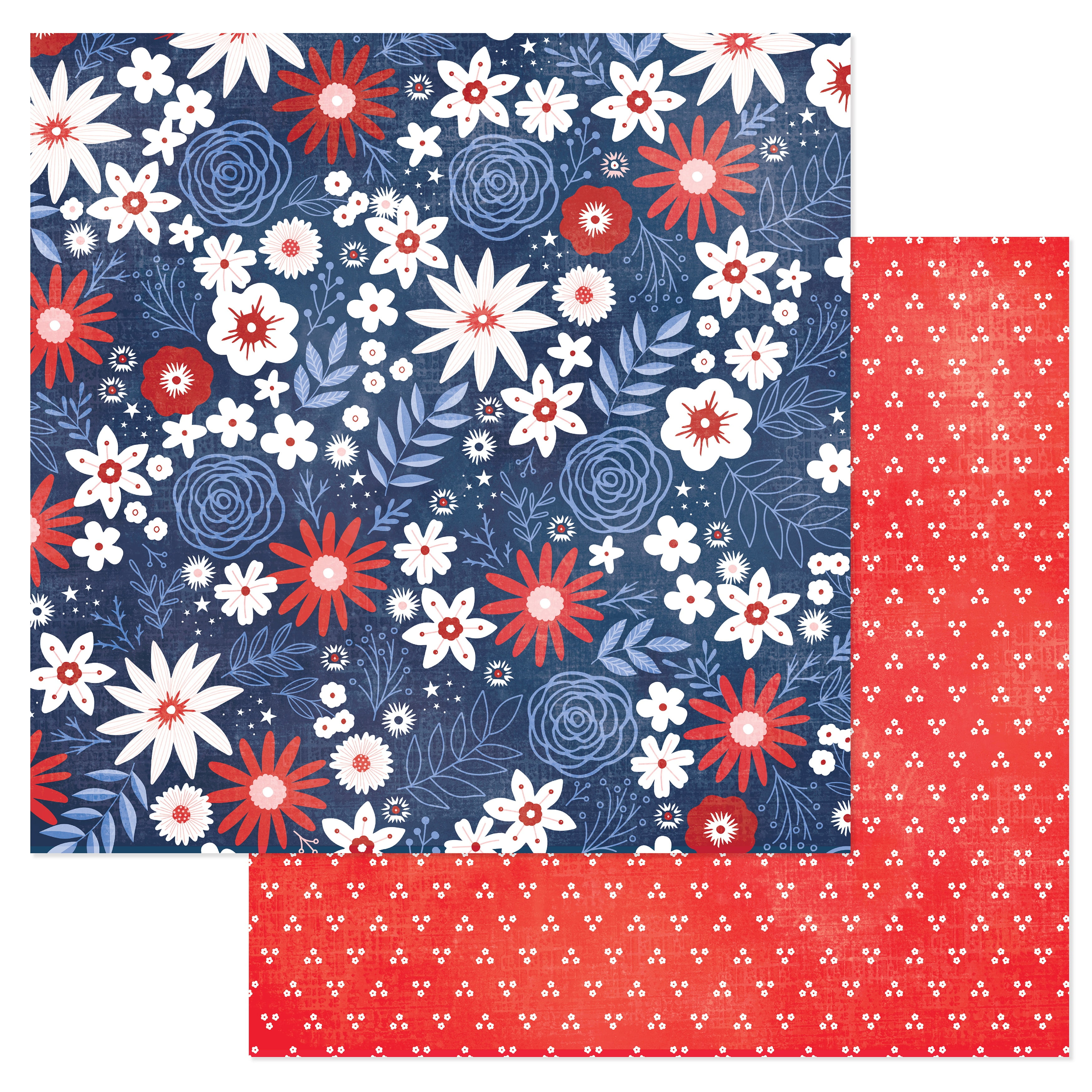 Flags And Frills Double-Sided Cardstock 12"X12"-Freedom Floral ...
