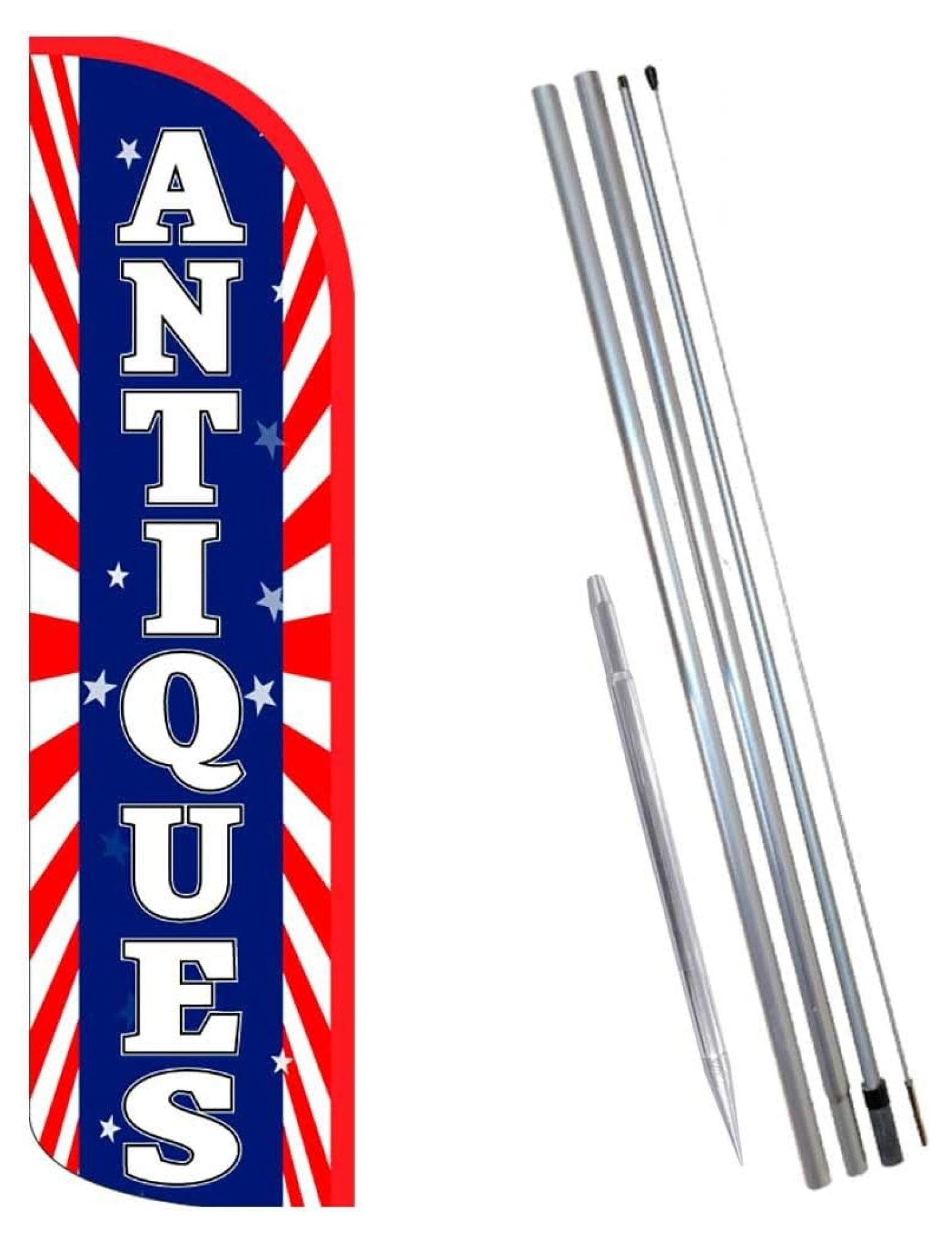 Flags Antiques (Sunburst) Windless Banner Flag Kit (Flag, Pole, Ground ...