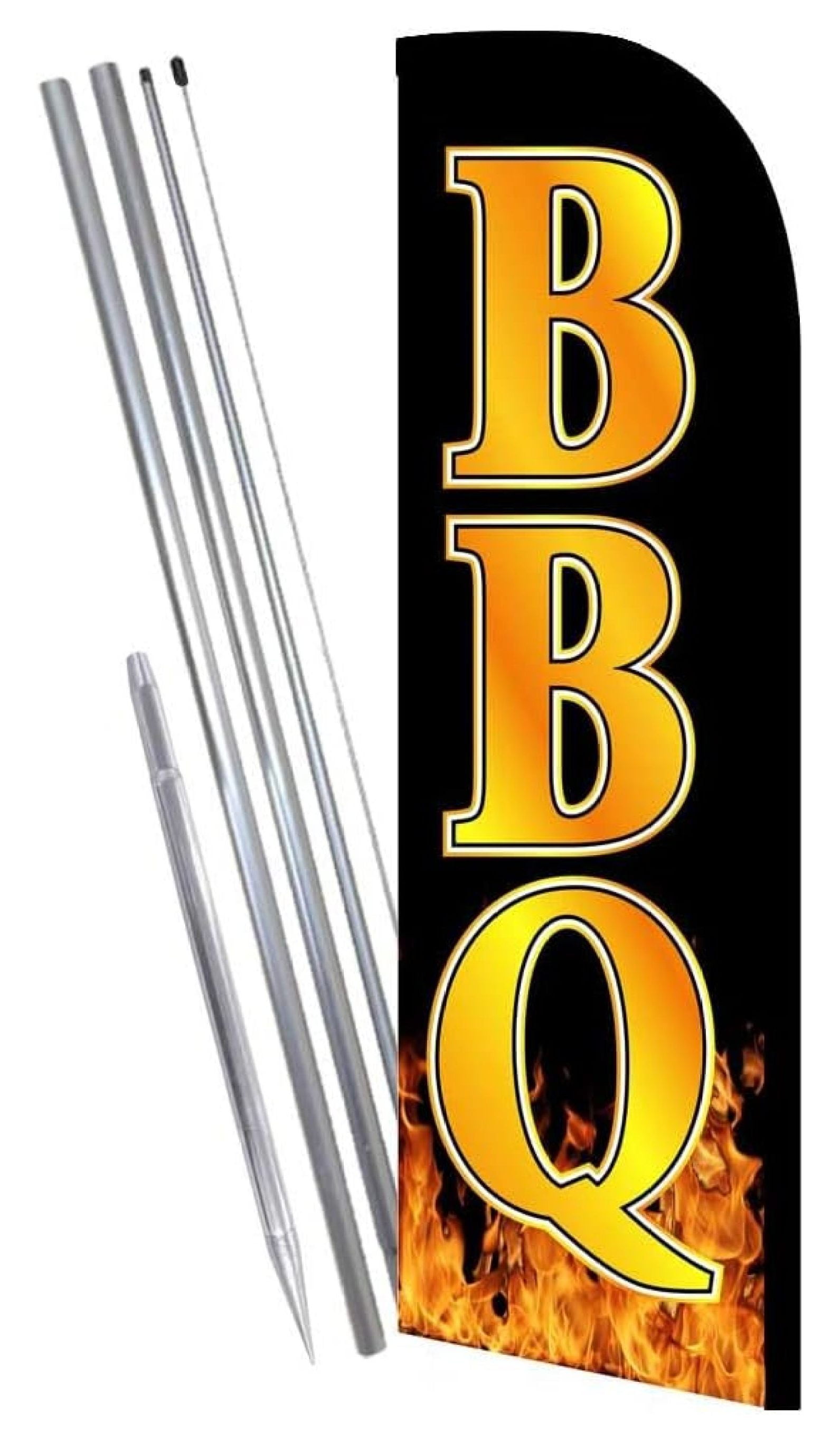 Flags BBQ Windless Banner Flag Kit (Flag, Pole, & Ground Mt) - Walmart.com