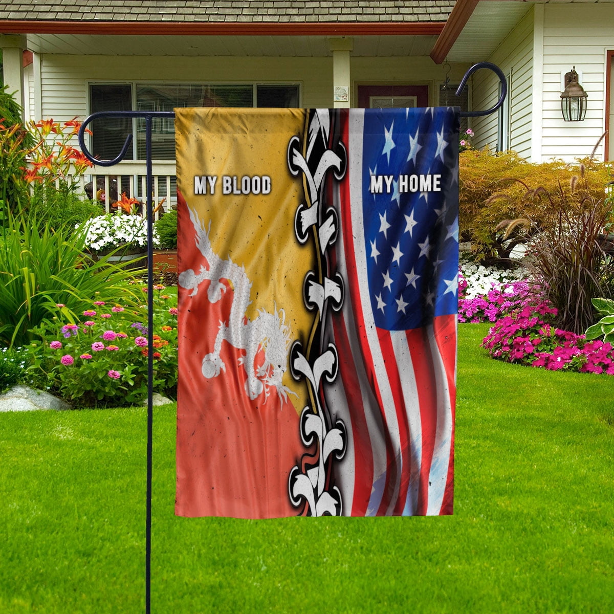 Flags-Bhutanese American My Home My Blood Flag Bhutanese Part Garden ...