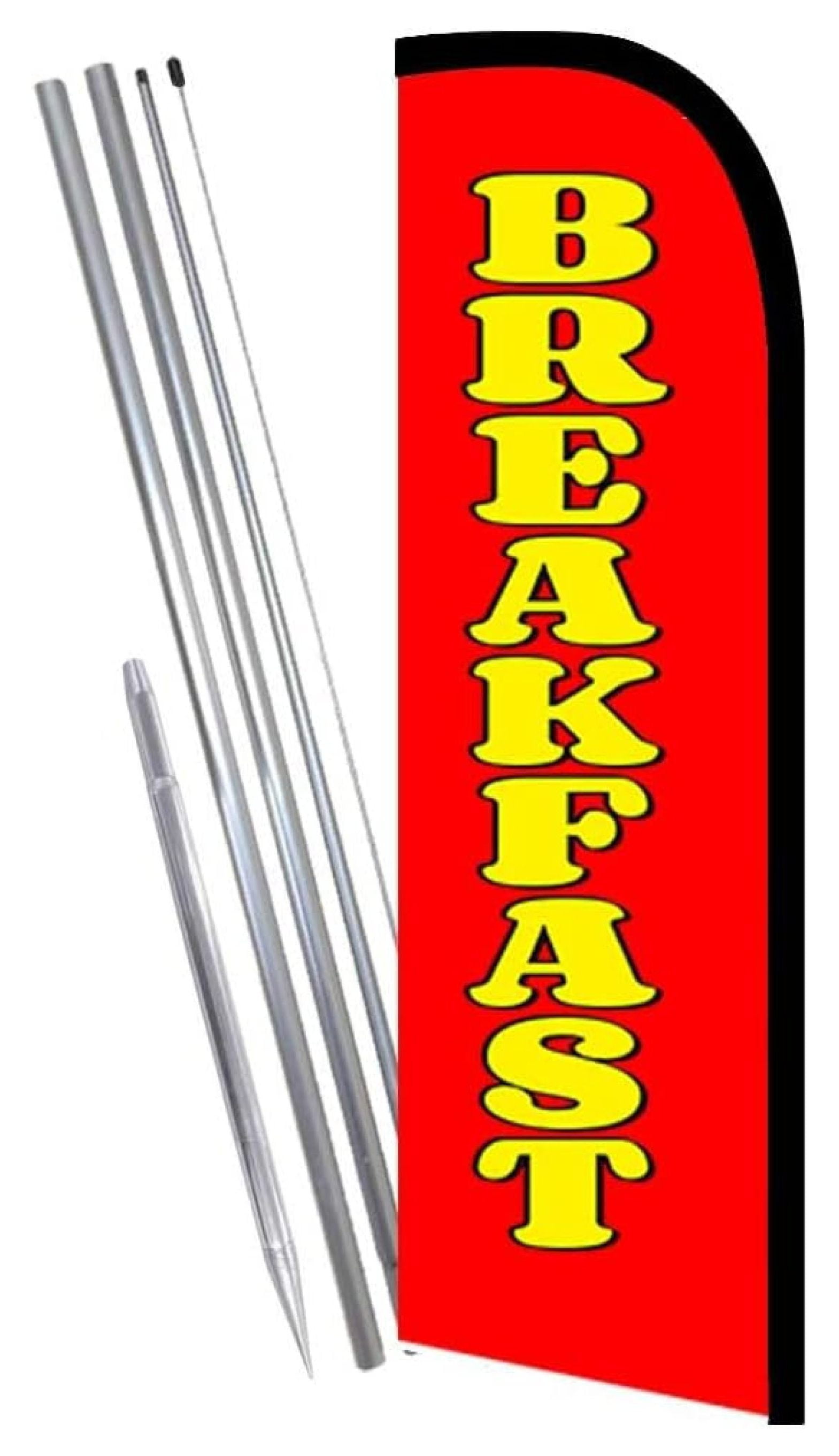 Flags Breakfast (Red/Yellow) Windless Banner Flag Kit (Flag, Pole ...