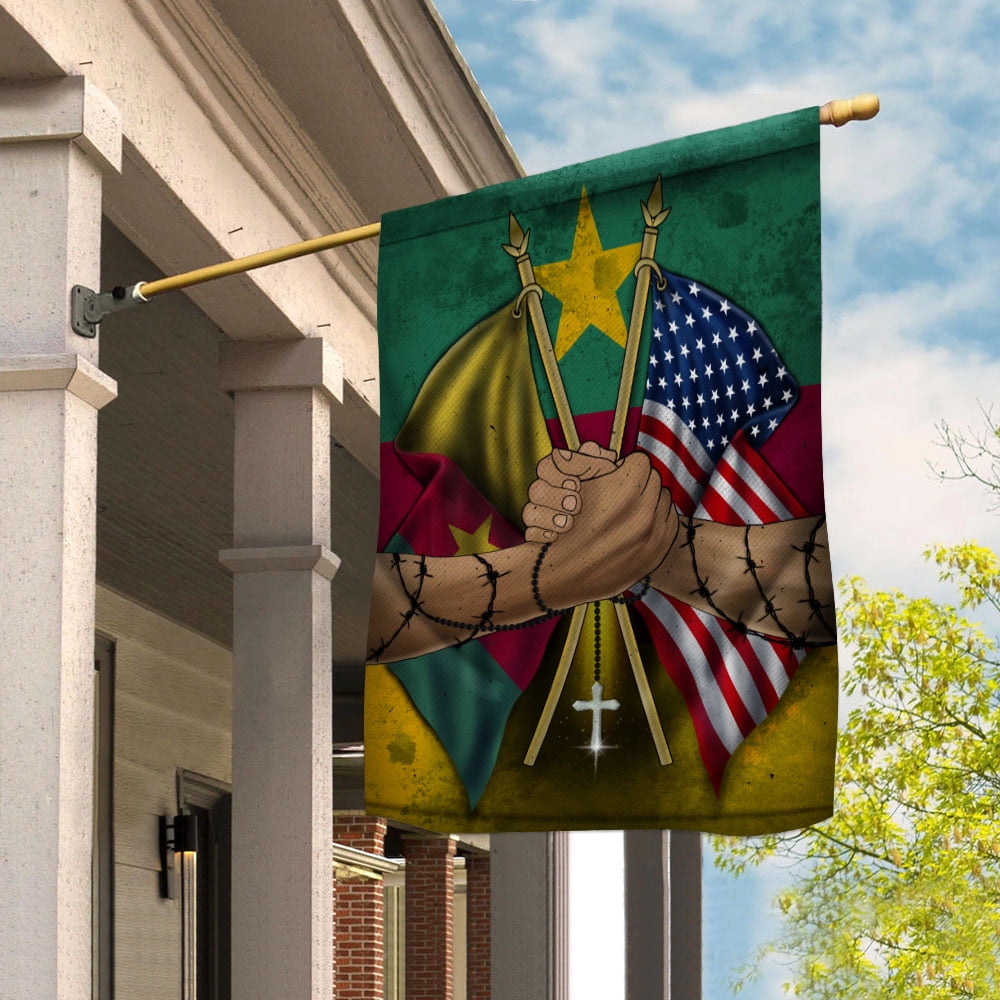 Flags Cameroonian Handshake American Flag Friendship USA Cameroon ...