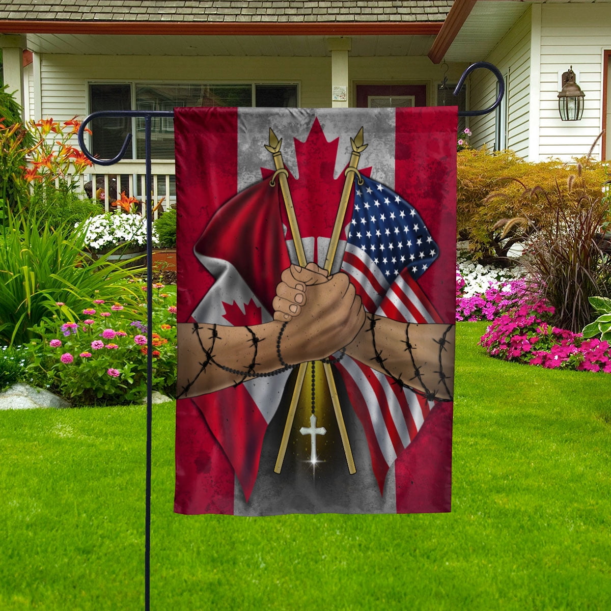 Flags Canadian Handshake American Flag Friendship USA Canada Canadian ...