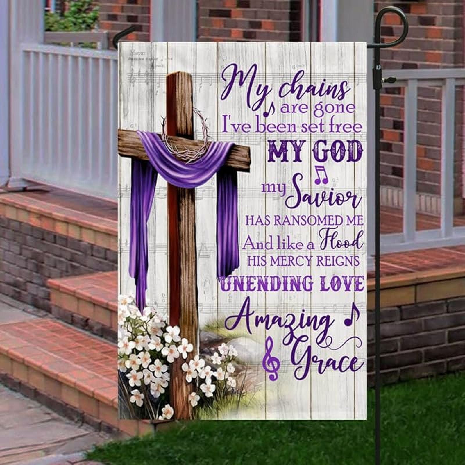 Flags-Christian Cross Amazing Grace Purple Flag THB2083, Garden Flag ...