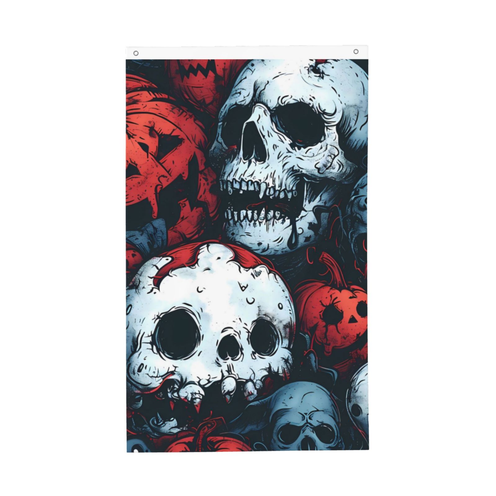 Flags - Halloween Abstract Pumpkin Skull 3x5 Ft Double Sided Yard Flags ...