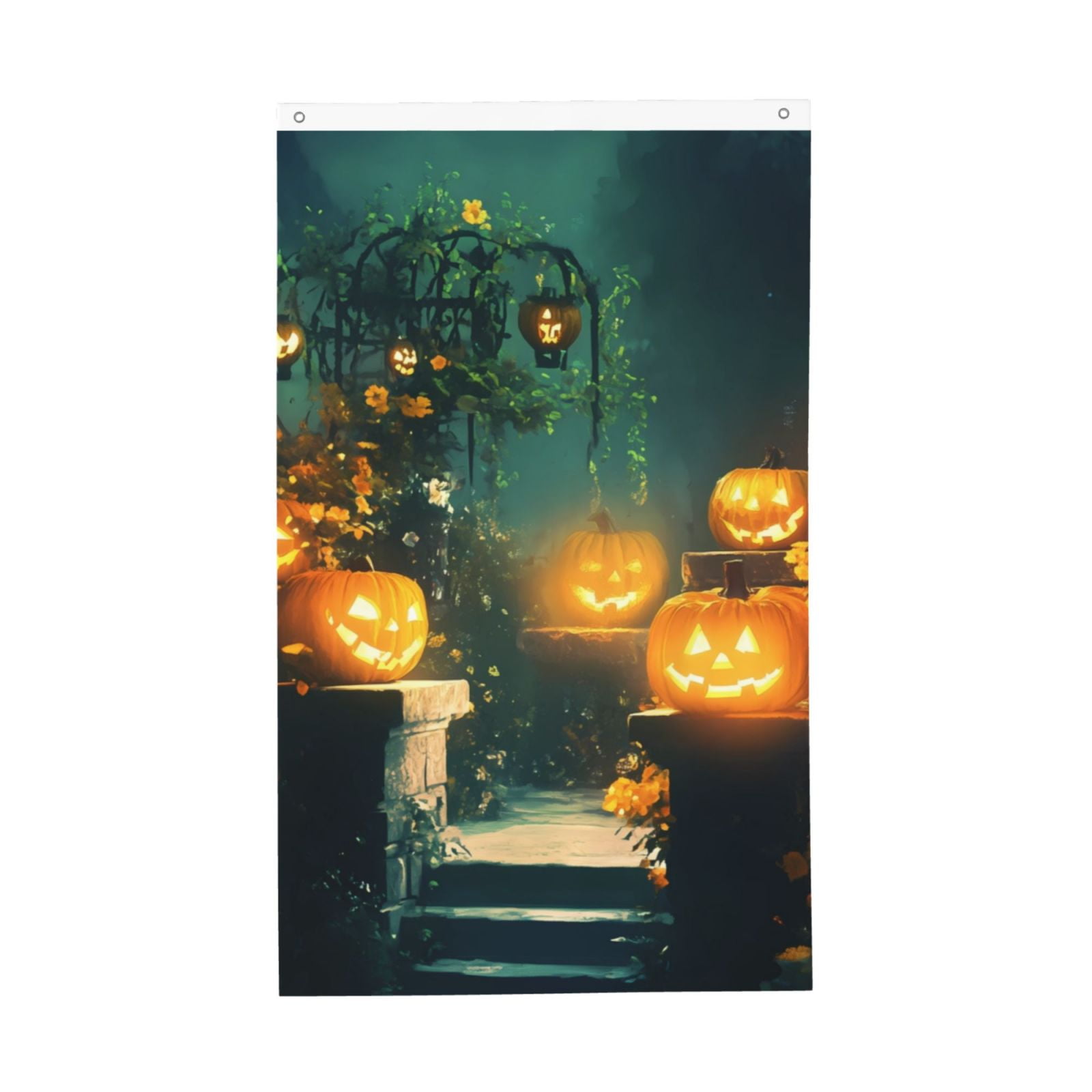 Flags - Halloween Backyard Pumpkin 3x5 Ft Double Sided Yard Flags With ...