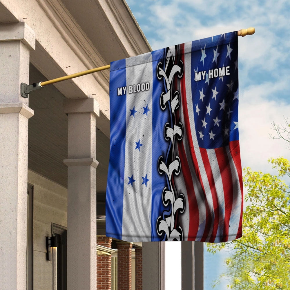 Flags-Honduran American My Home My Blood Flag Honduran Part House Flag ...