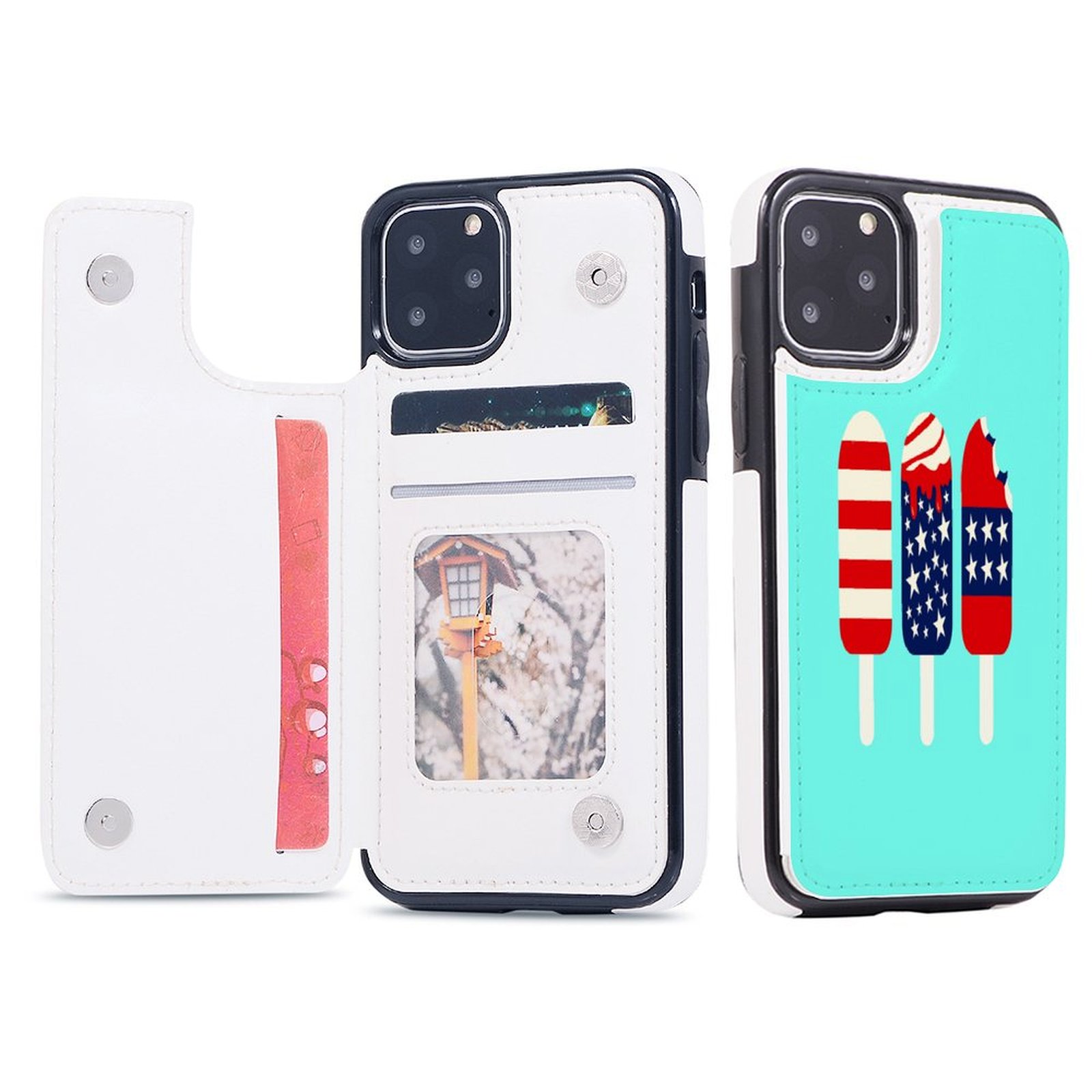 Flags, Ice Cream Leather Wallet Case for iPhone 16 15 14 13 12 11 Pro ...