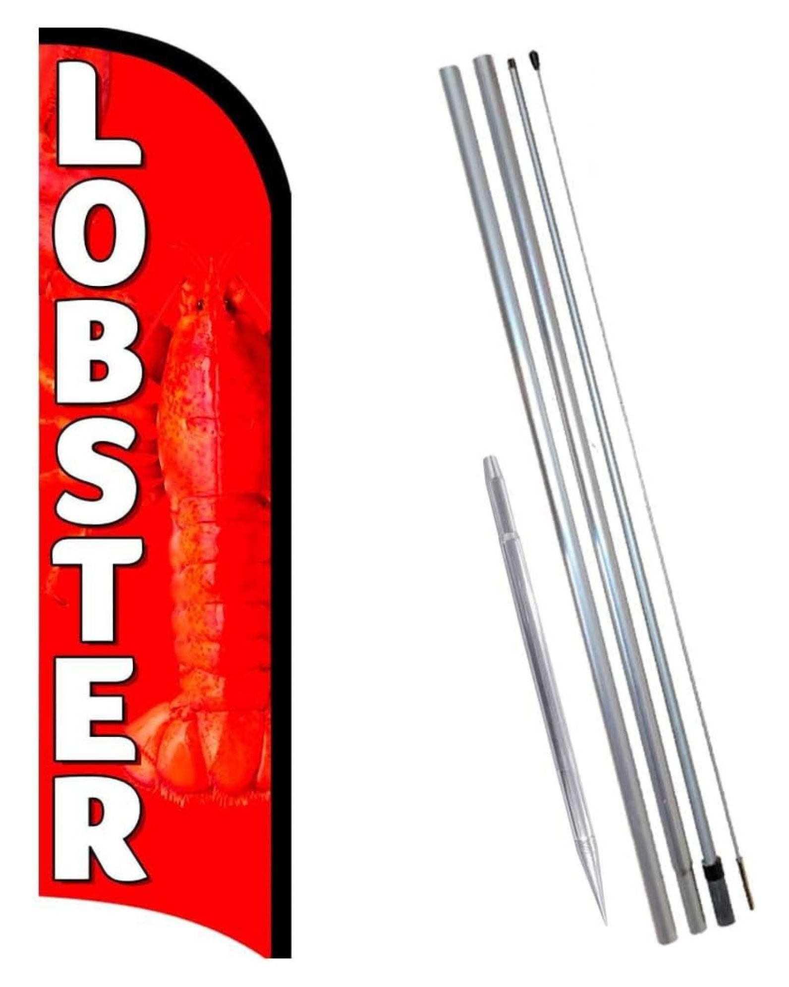 Flags Lobster Premium Windless Banner Flag Kit (Flag, Pole, & Ground Mt ...