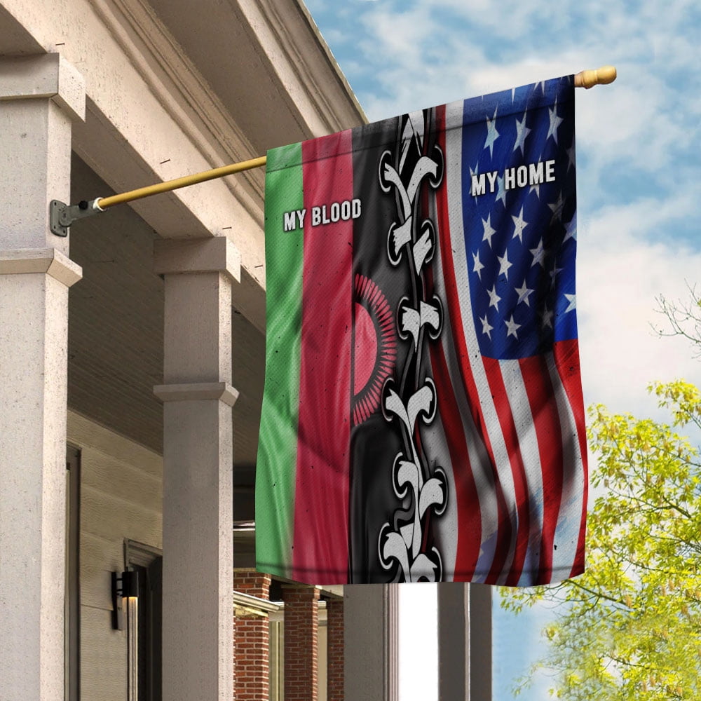 Flags-Malawian American My Home My Blood Flag Malawian Part House Flag ...