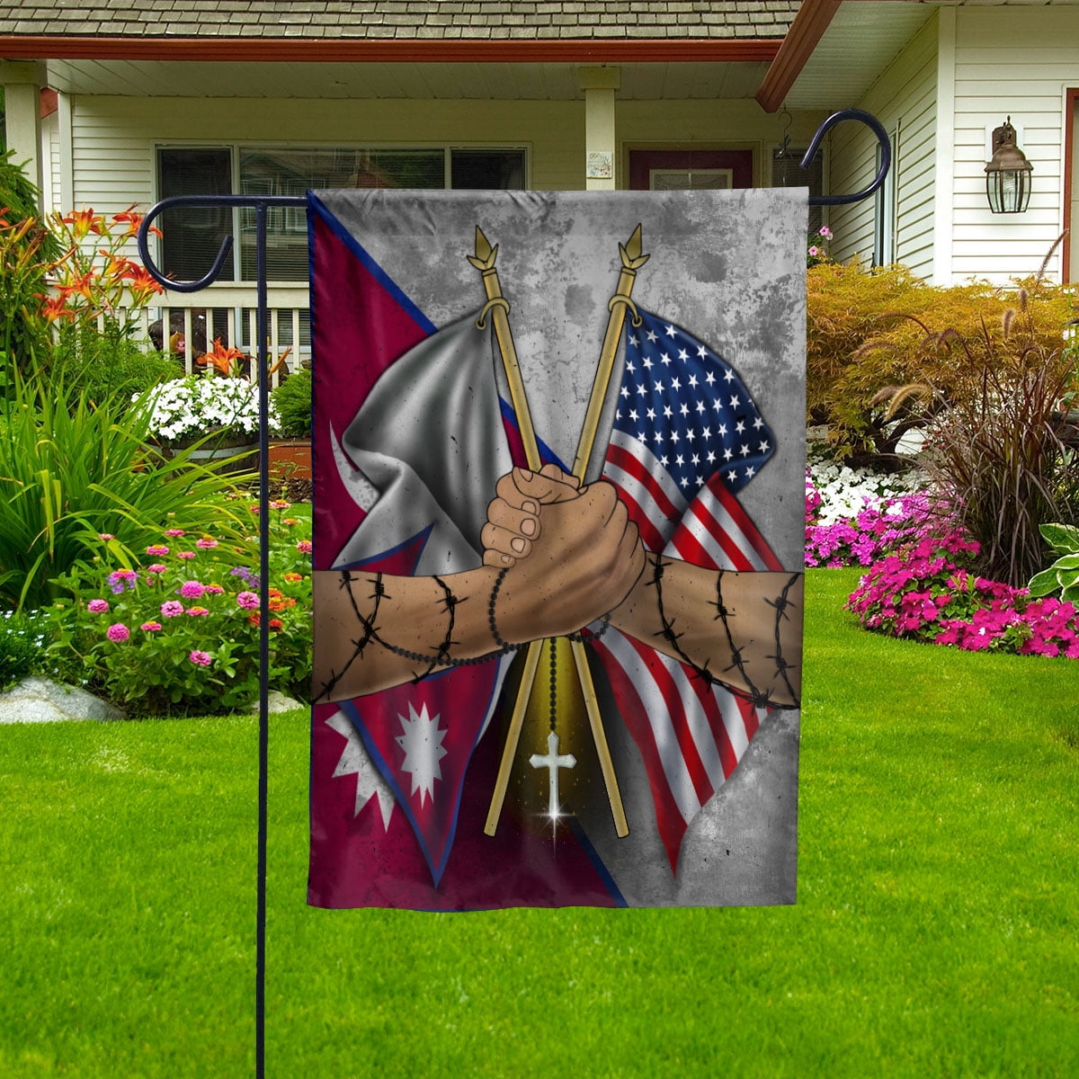 Flags Nepali Handshake American Flag Friendship USA Nepal Nepali Part ...