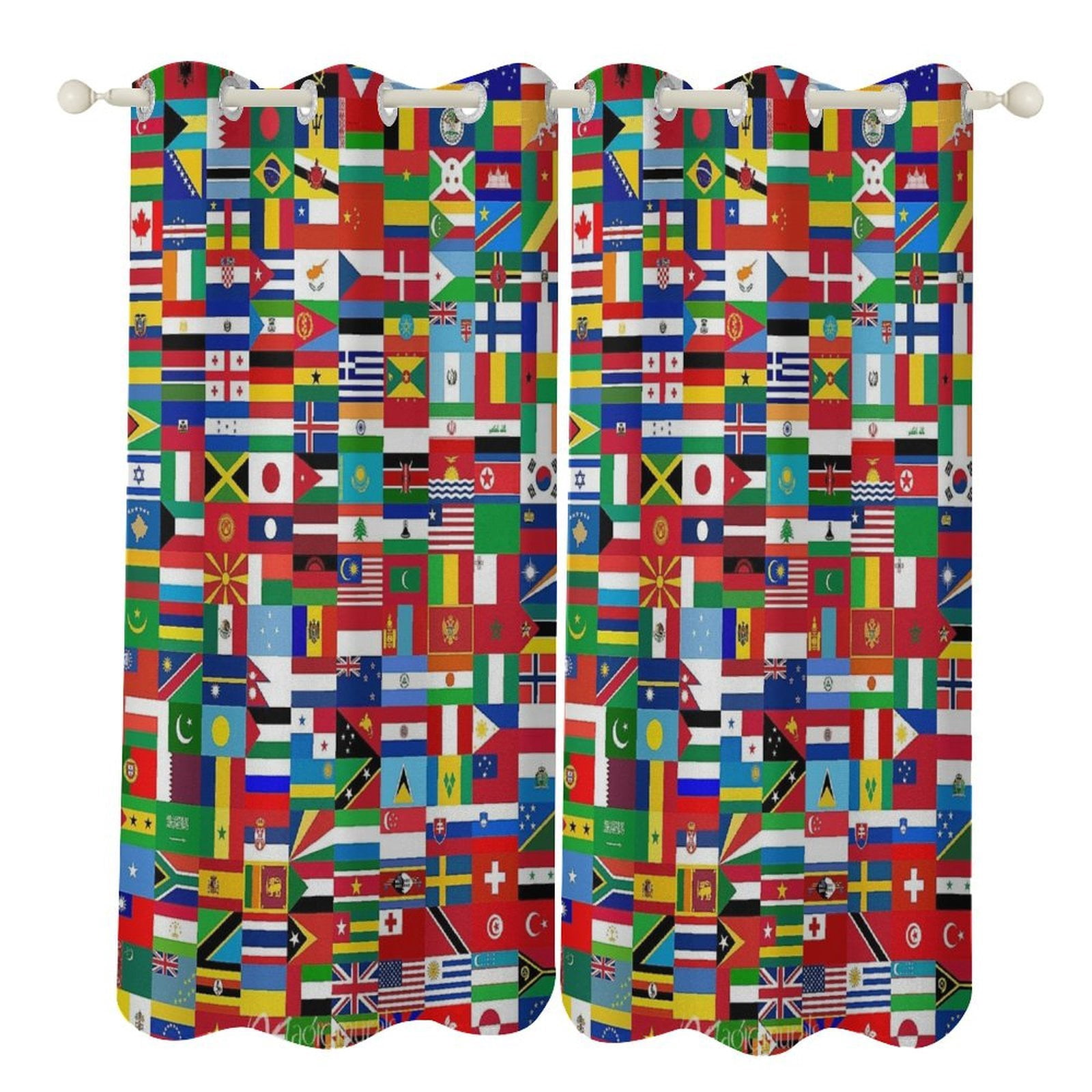 Flags Of All Countries Of The World 2 Panels Blackout Curtains for ...