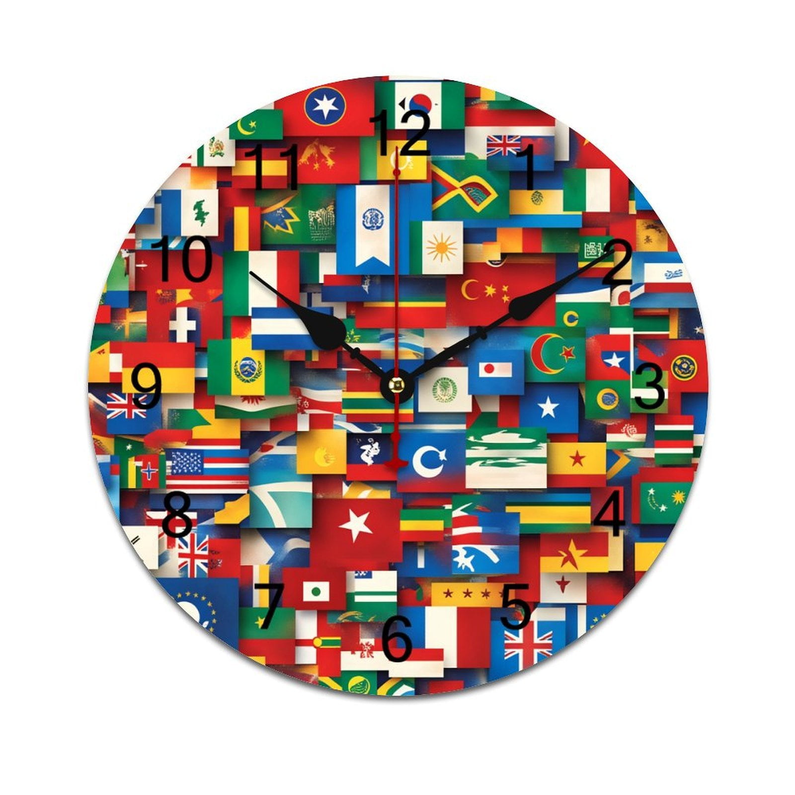 Flags Of All Countries Of The World-2 Word Saying Big Wall Clock Home ...