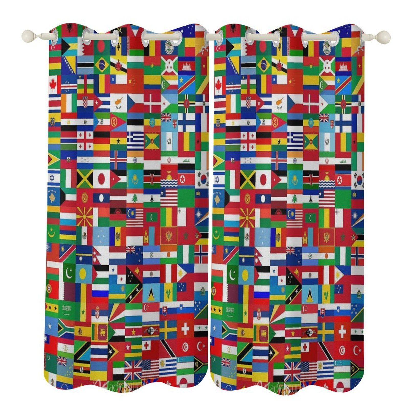 Flags Of All Countries Of The World 2pcs Blackout Curtains For Living ...