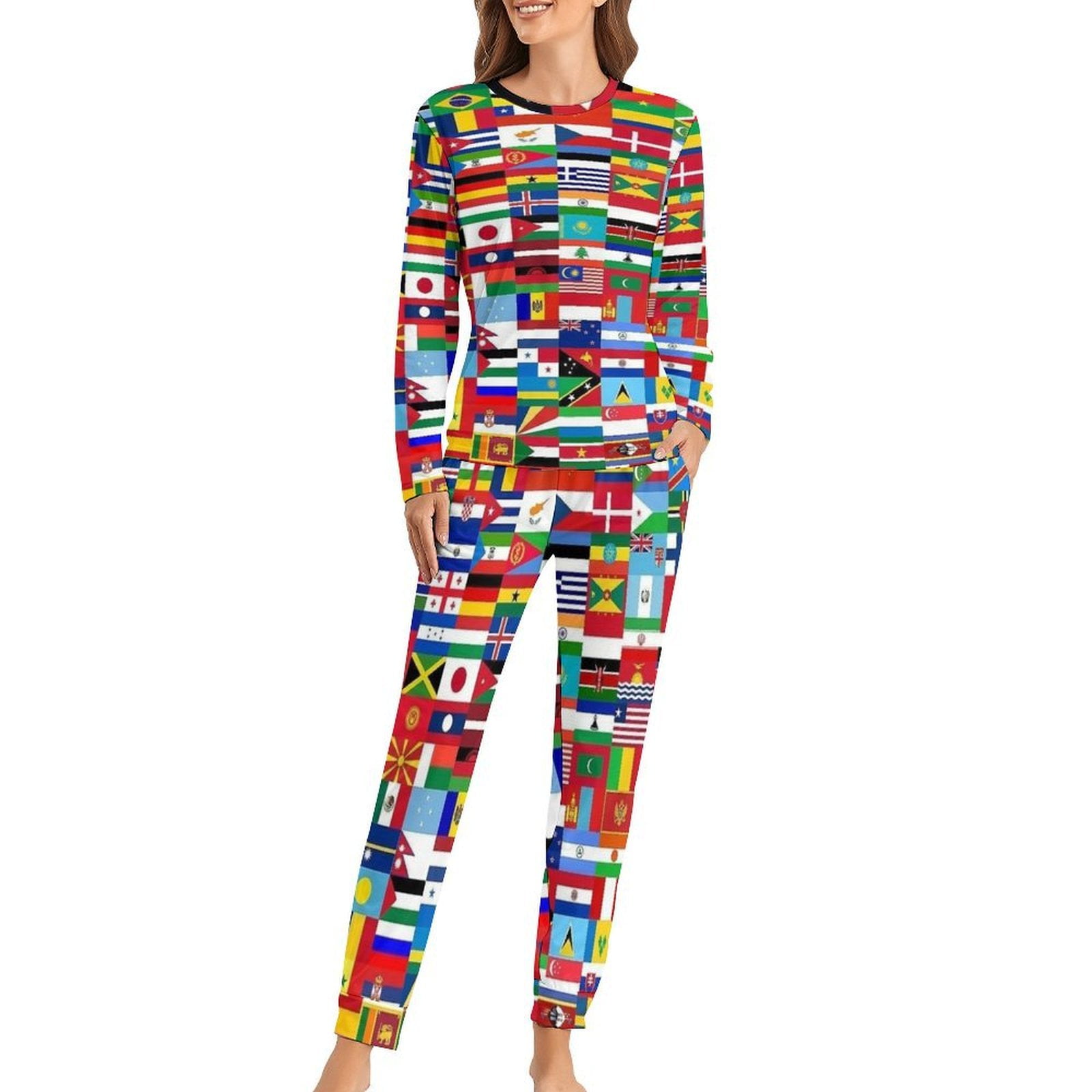 Flags Of All Countries Of The World Pajamas Woman 2 Piece Vintage ...