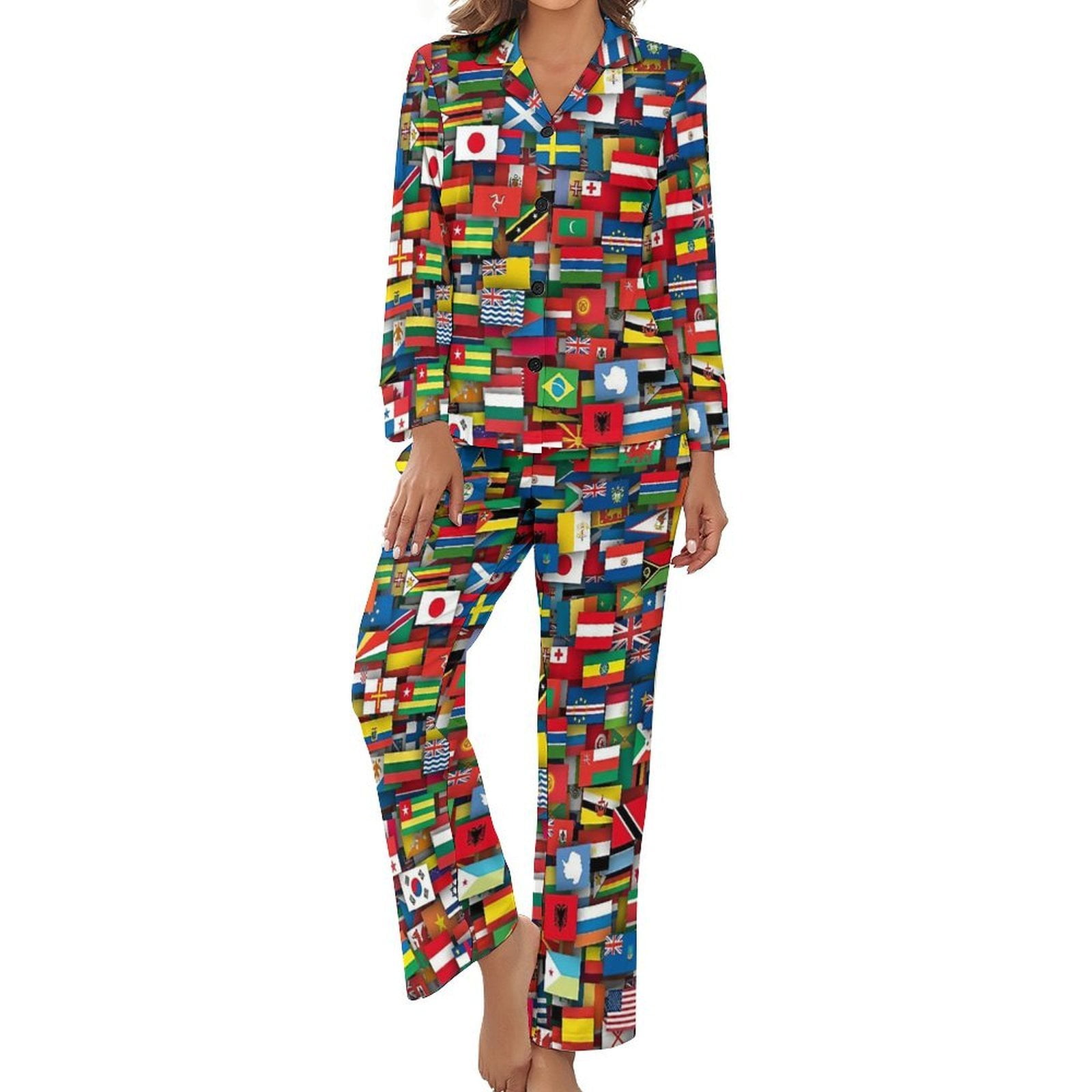 Flags Of All Countries Of The World Pajamas Woman Vintage Pajamas Set 2 ...