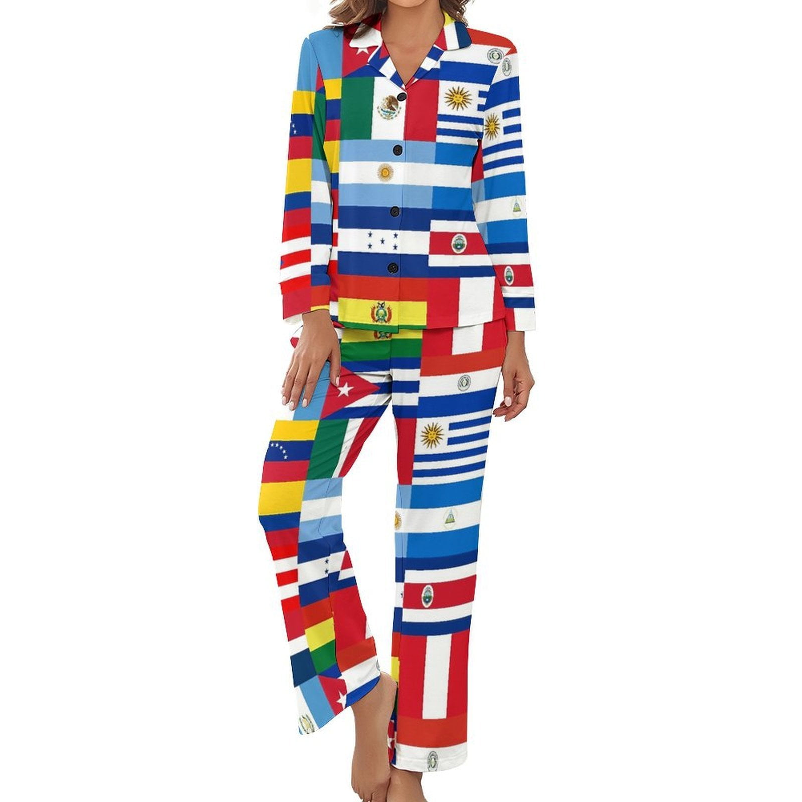 Flags Of All Countries Of The World Pajamas Woman Vintage Pajamas Set 2 ...