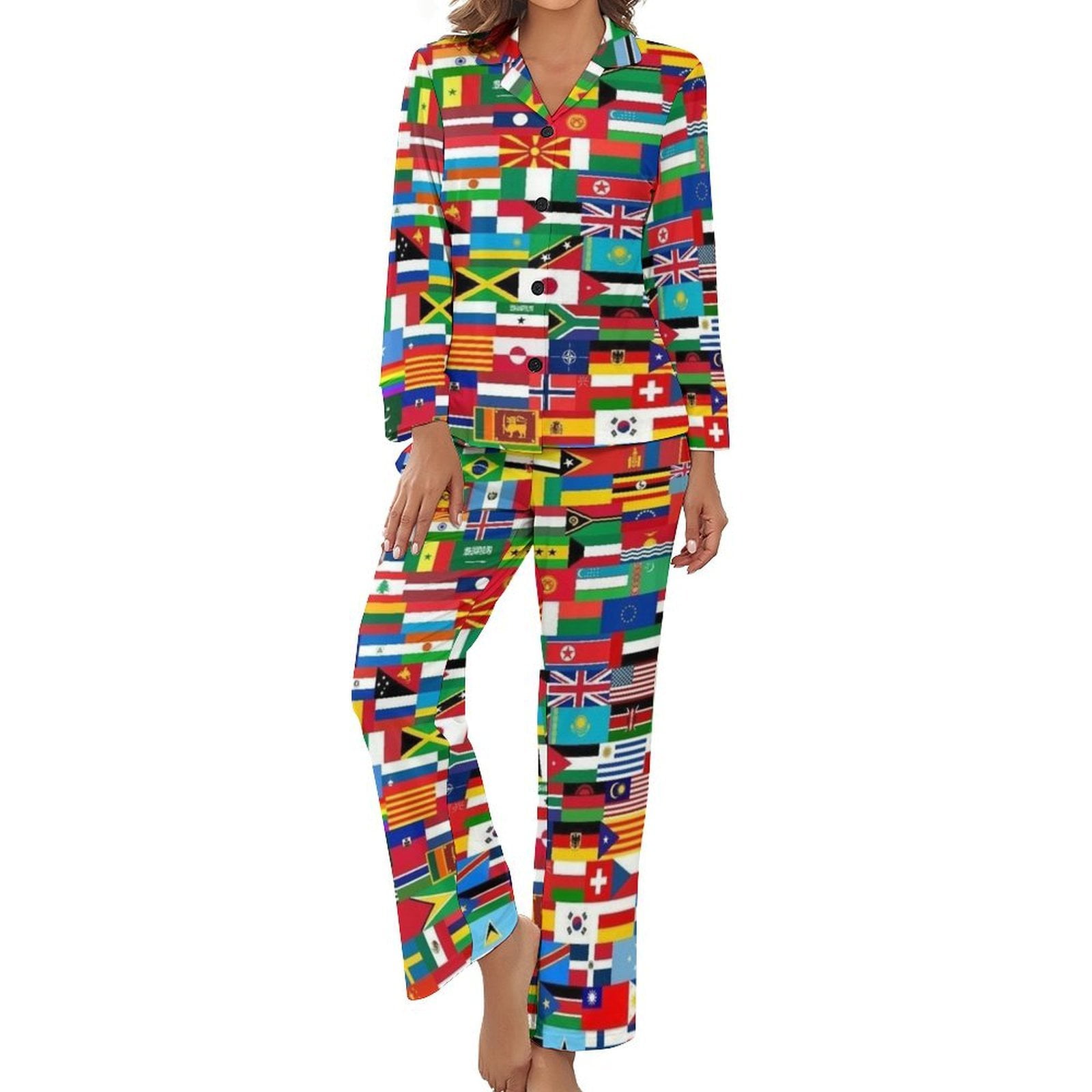 Flags Of All Countries Of The World Pajamas Woman Vintage Pajamas Set 2 ...