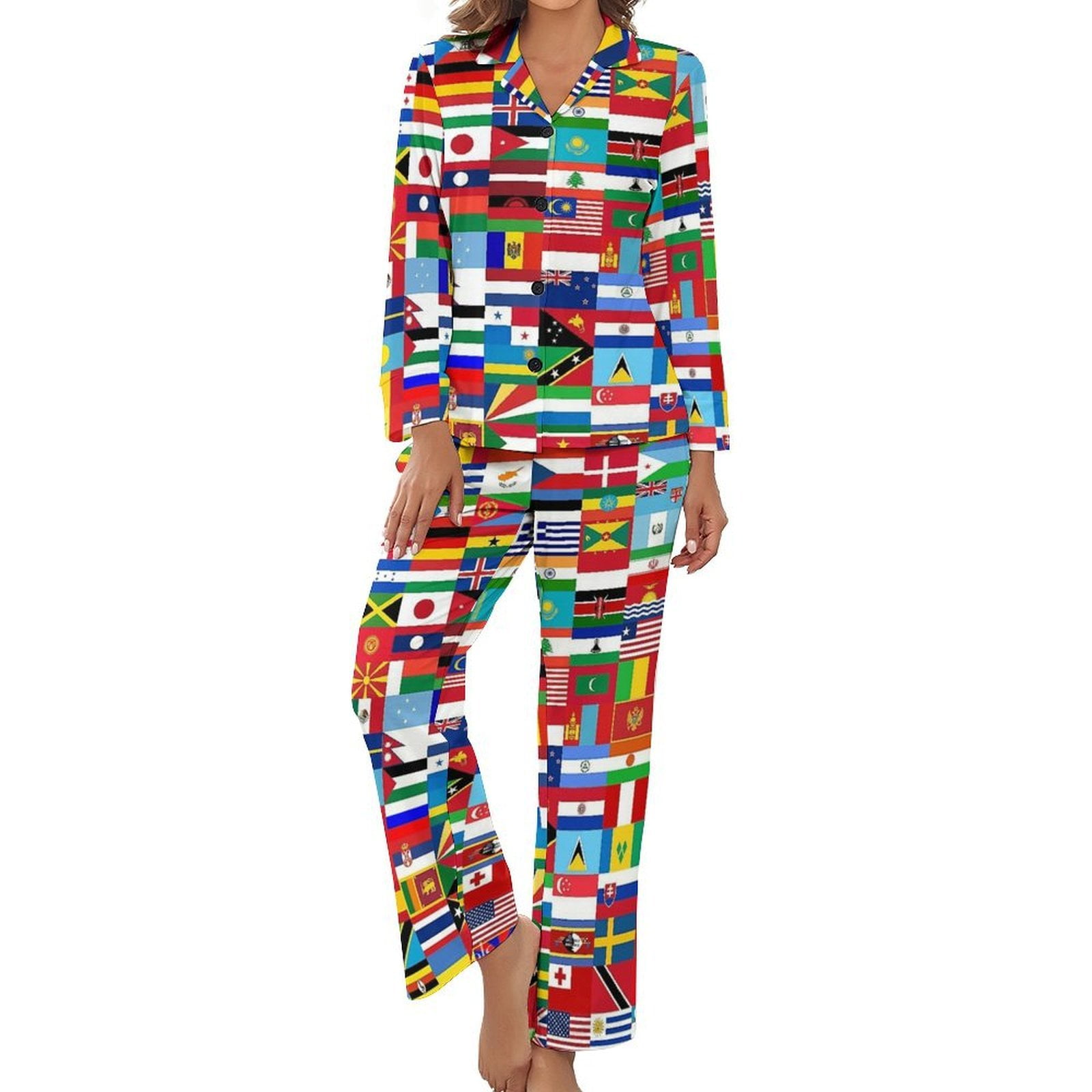Flags Of All Countries Of The World Pajamas Woman Vintage Pajamas Set 2 ...