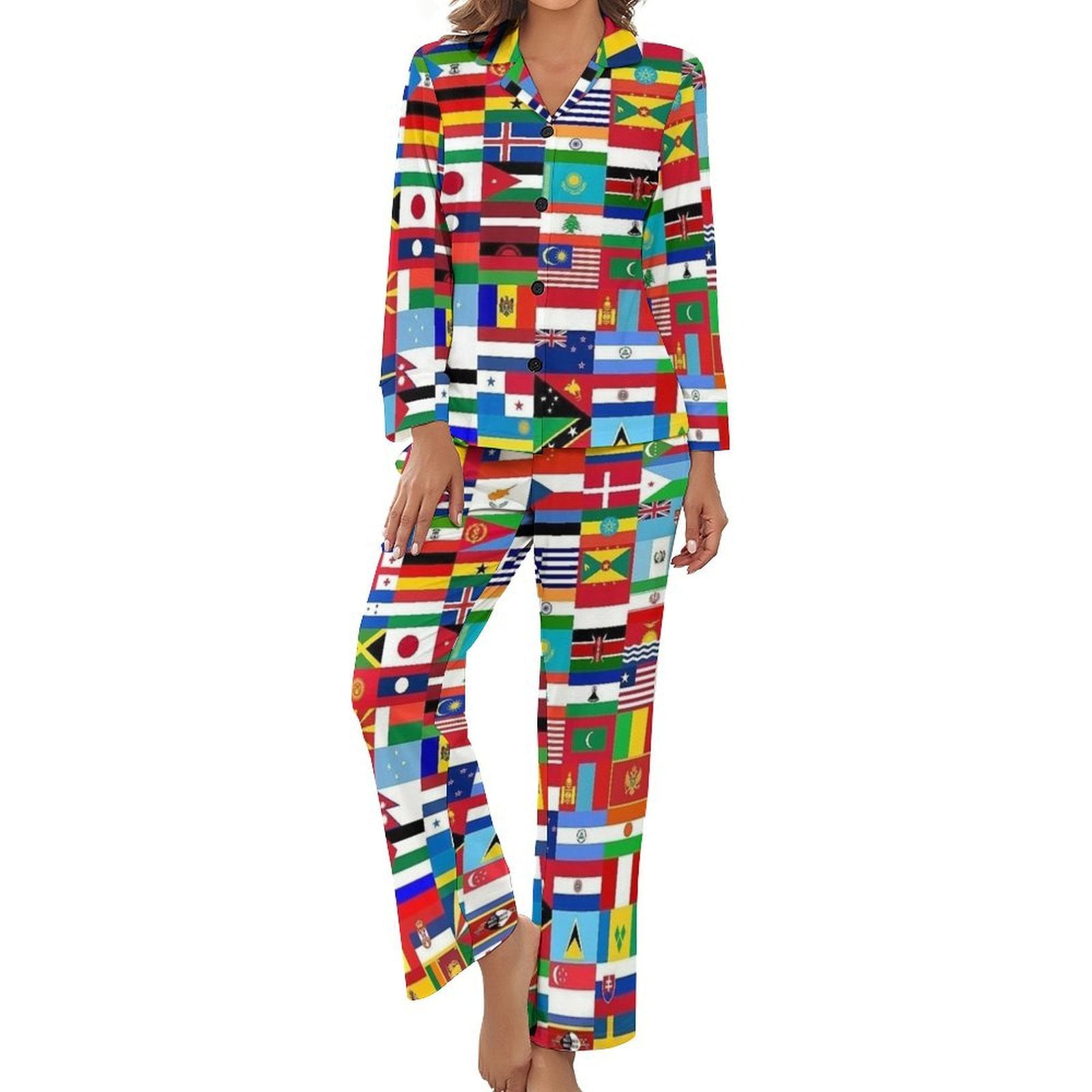 Flags Of All Countries Of The World Printed Pajama Set for Couples ...