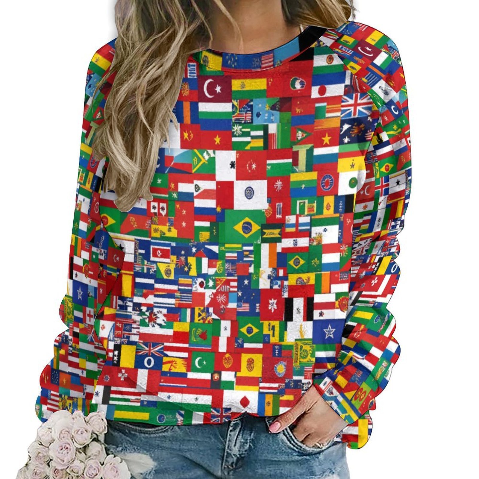 Flags Of All Countries Of The World Women Casual Long Sleeve Hoodie ...