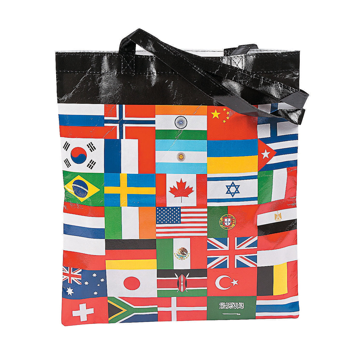 Flags Of All Nations Laminated Tote Bags - Favor Bagss - 12 Pieces ...