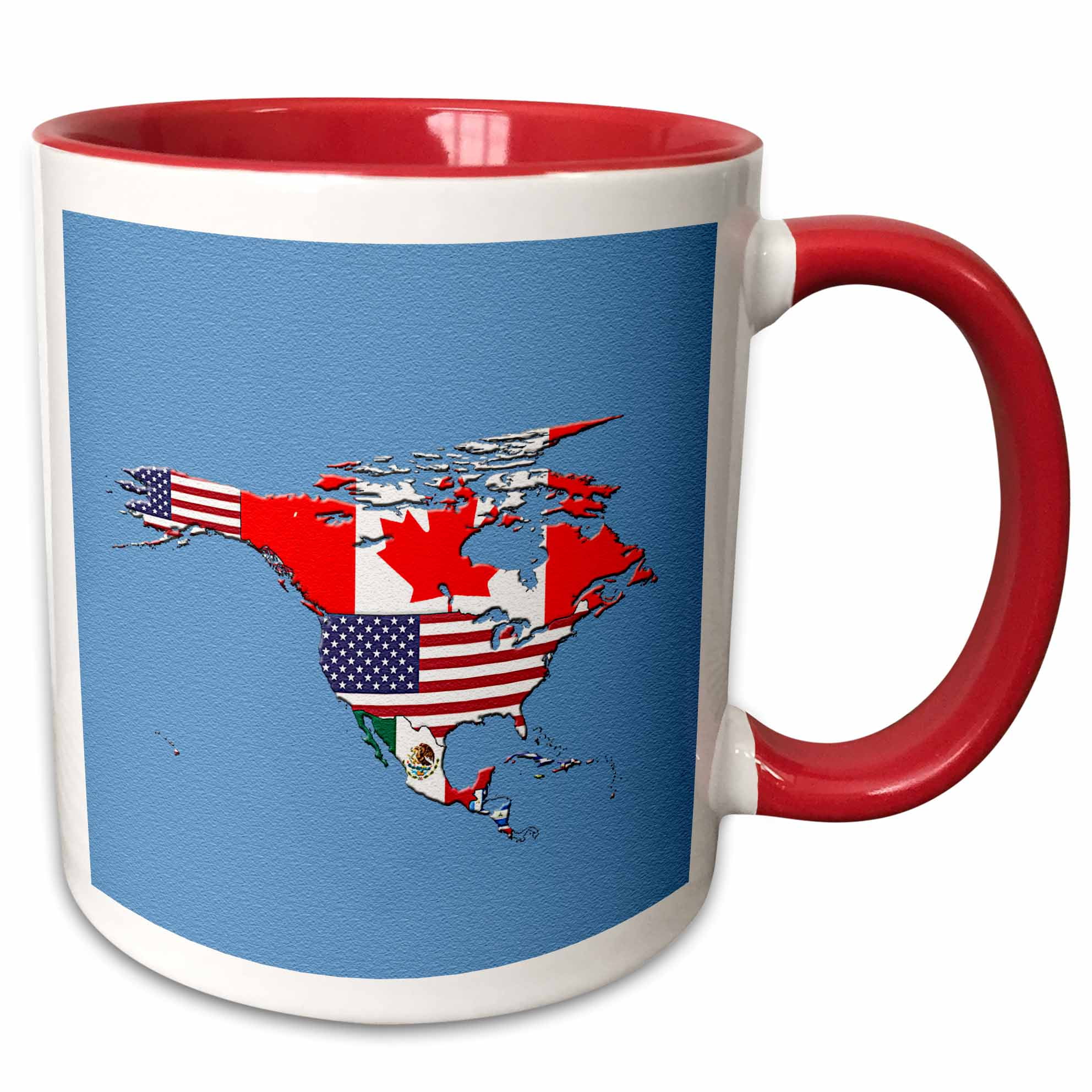 3drose, Flags of North America Textured Design, 15oz Two-tone Red Mug ...