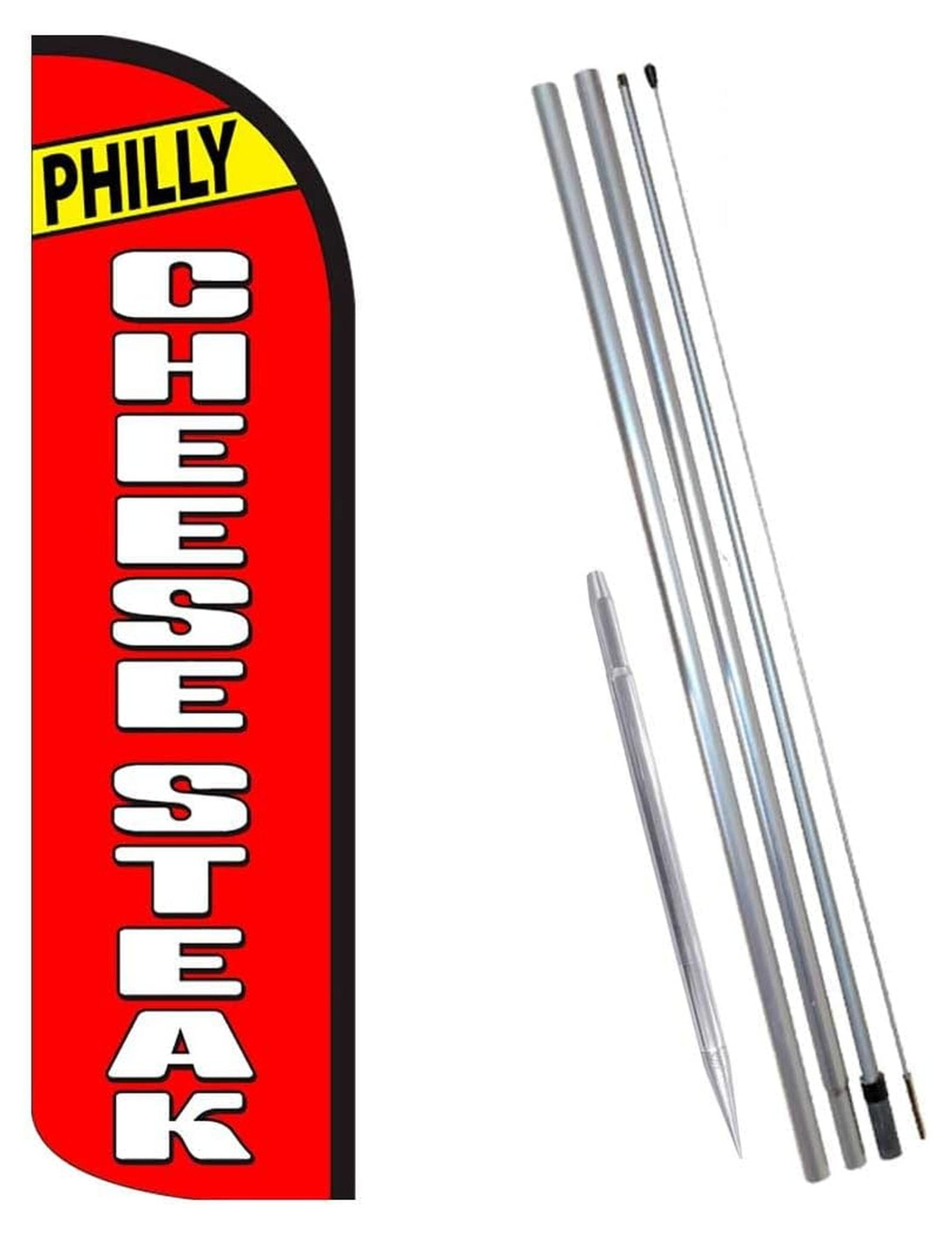 Flags PHILLY CHEESESTEAK Windless Banner Flag Kit (Flag, Pole, & Ground ...