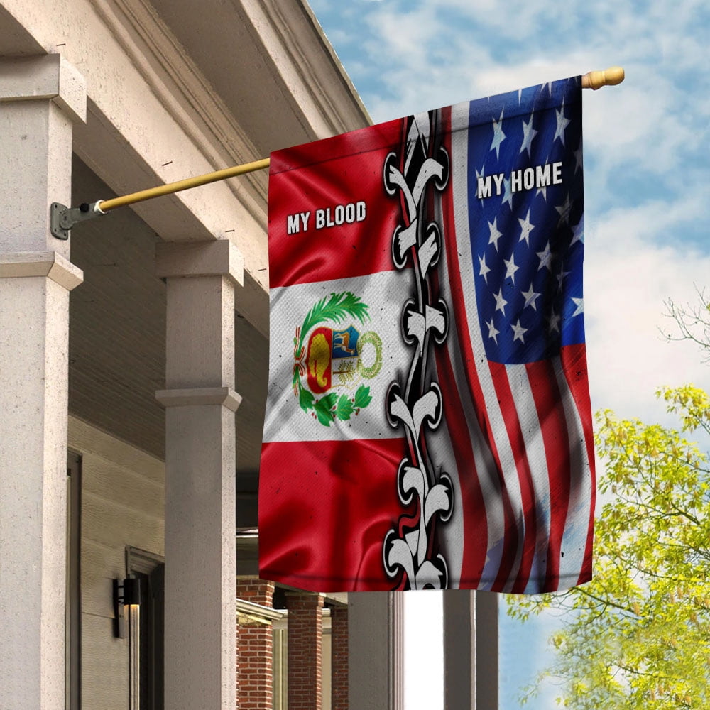 Flags-Peruvian American My Home My Blood Flag Peruvian Part House Flag ...