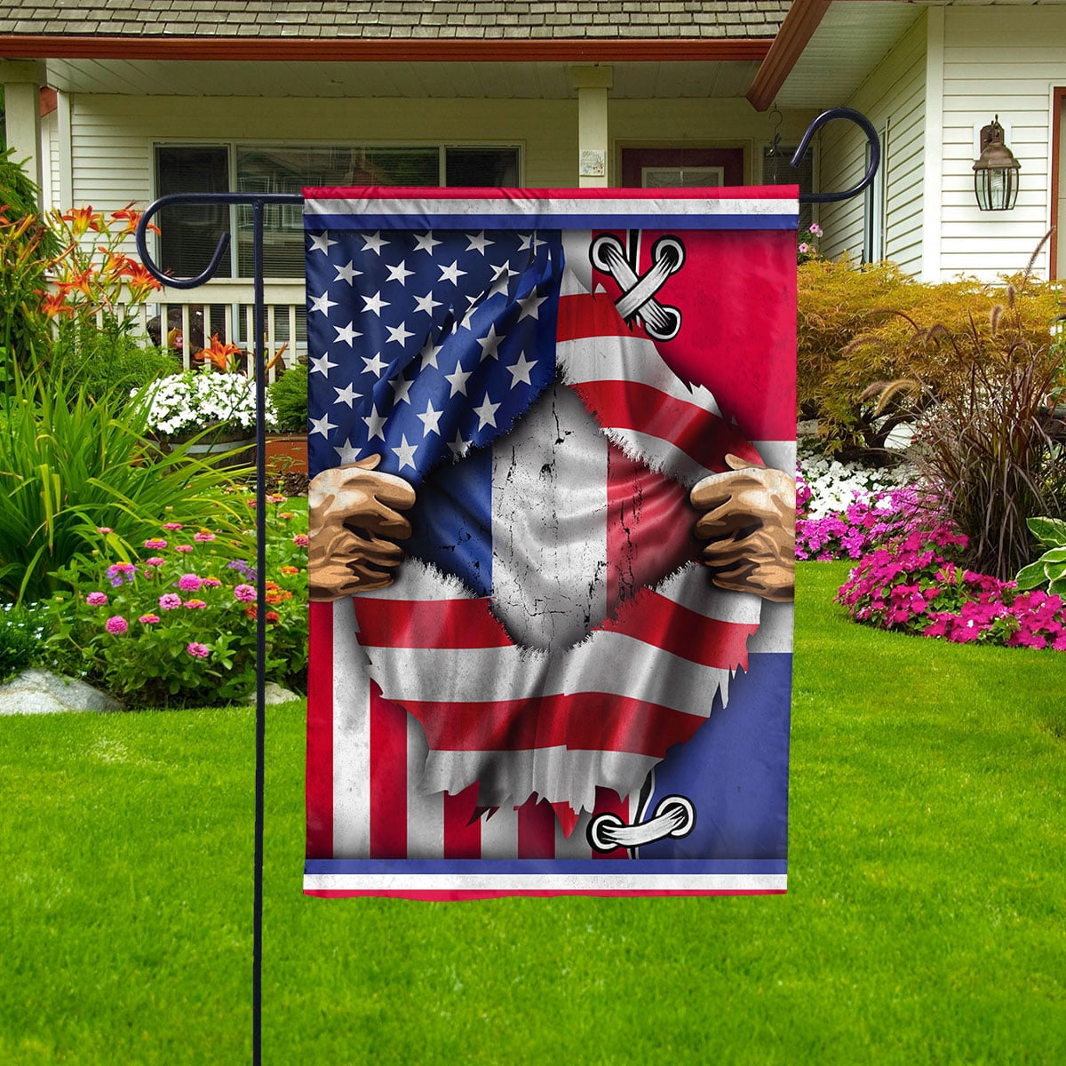 Flags Proud French American Flag Ripped flag France strong House Flag ...